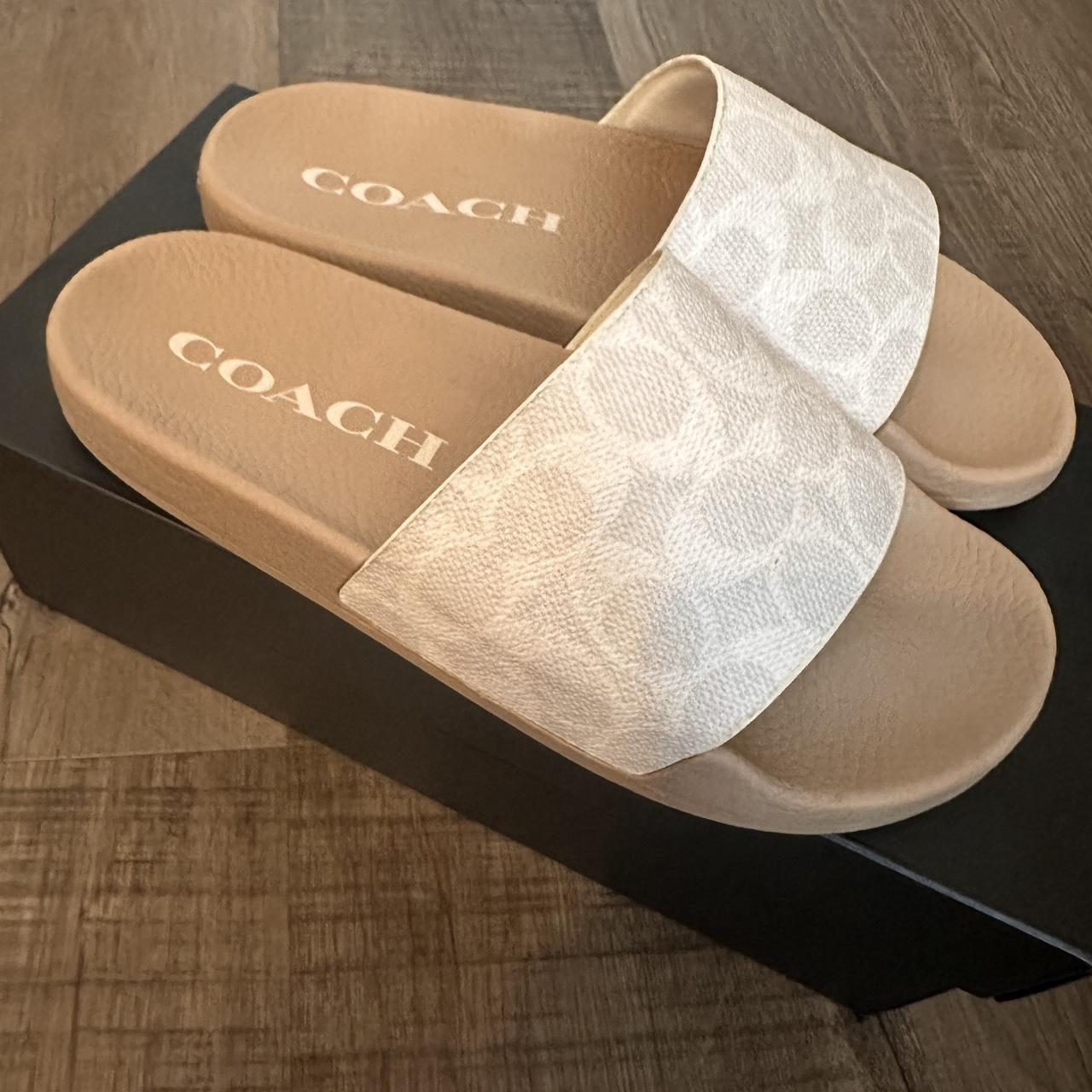 Coach Slides Crème and White Never worn #coach - Depop