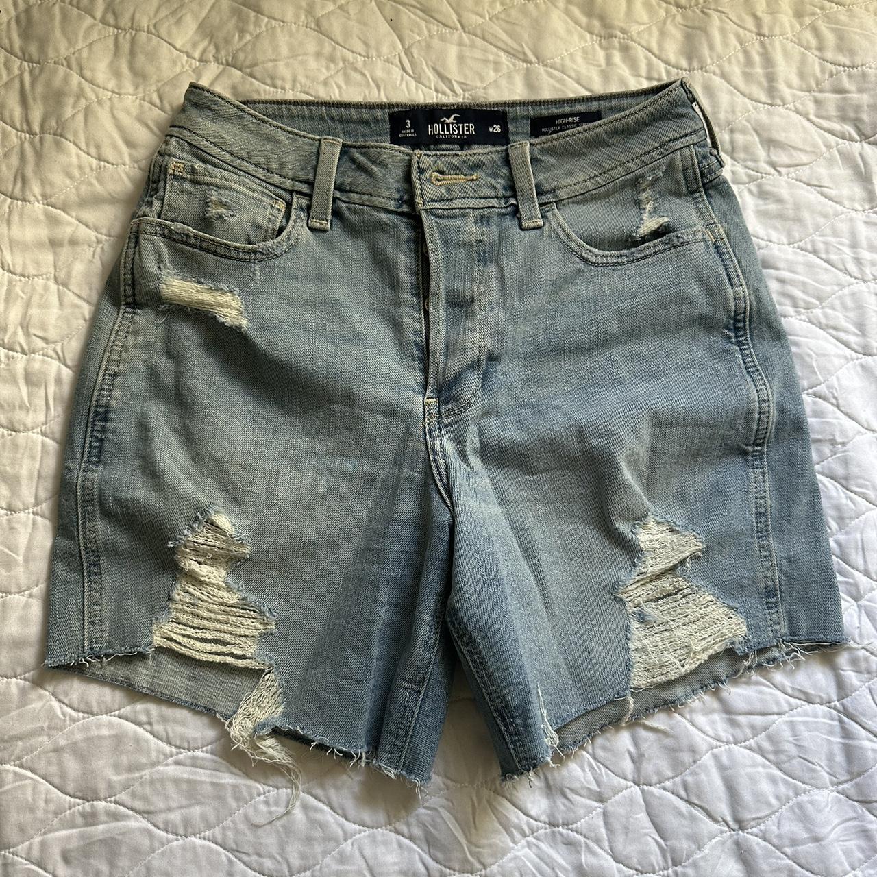 baby blue ripped jorts - Depop