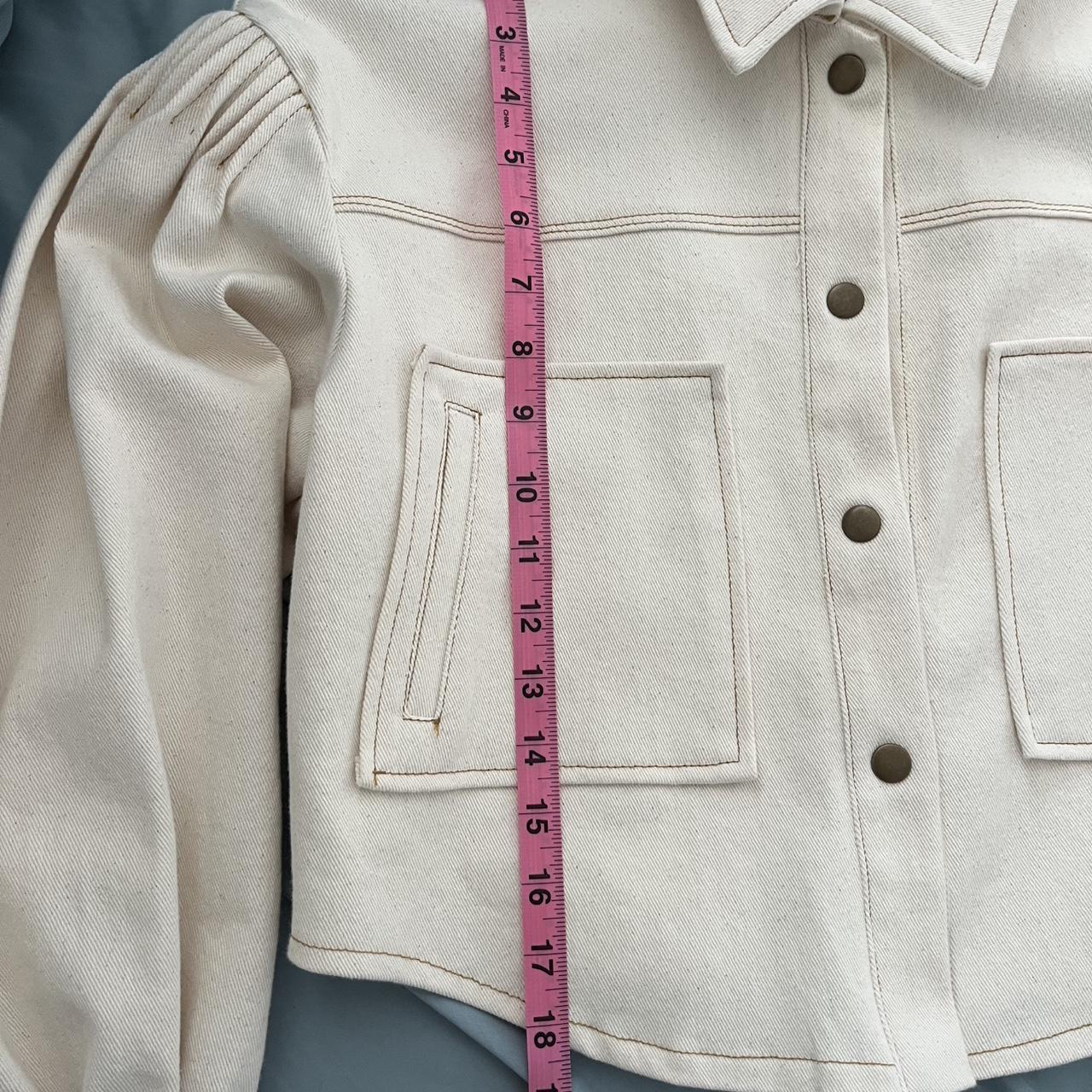 Cropped puffy sleeve cream jean jacket (medium) | Depop