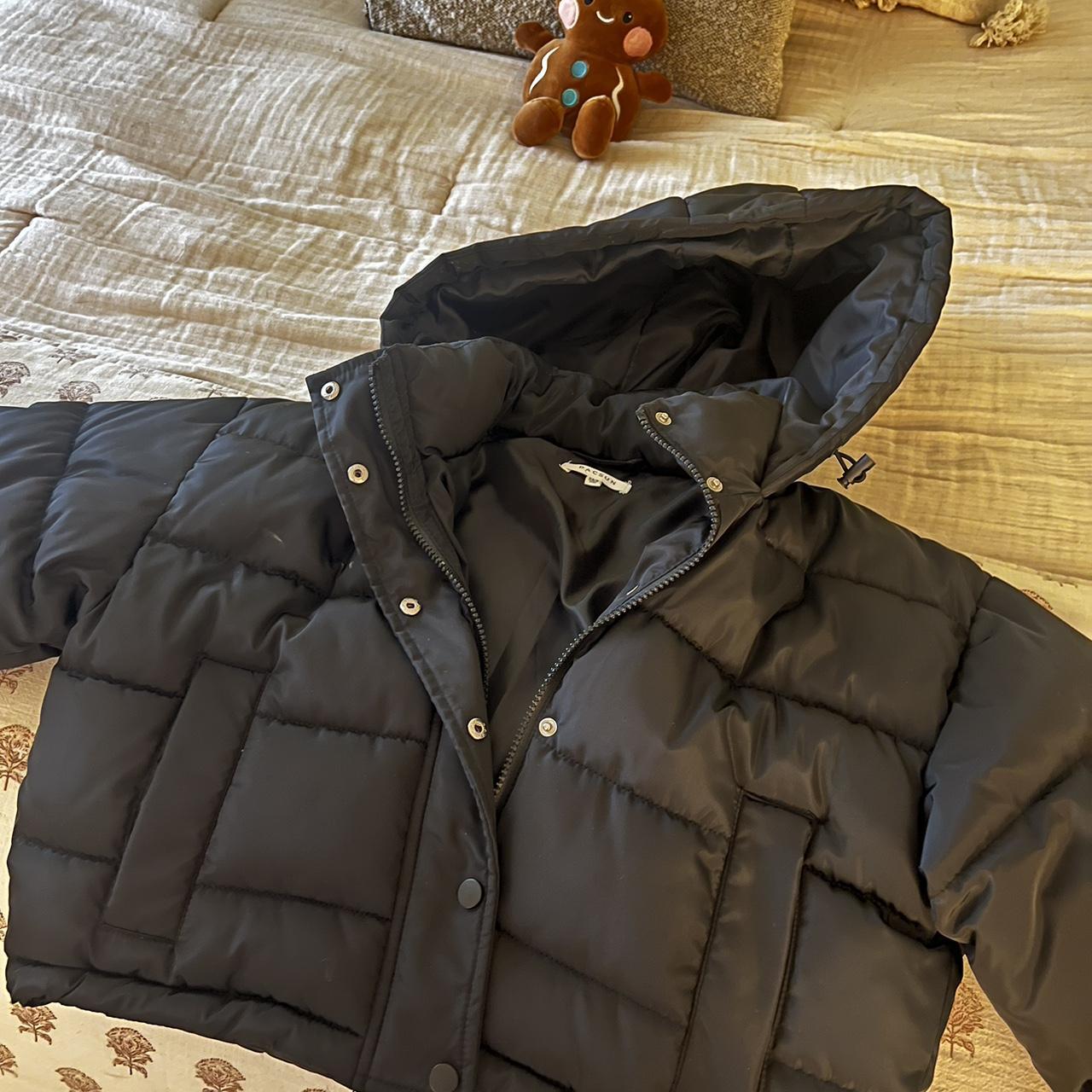 mini cropped hooded pacsun black puffer jacket -... - Depop