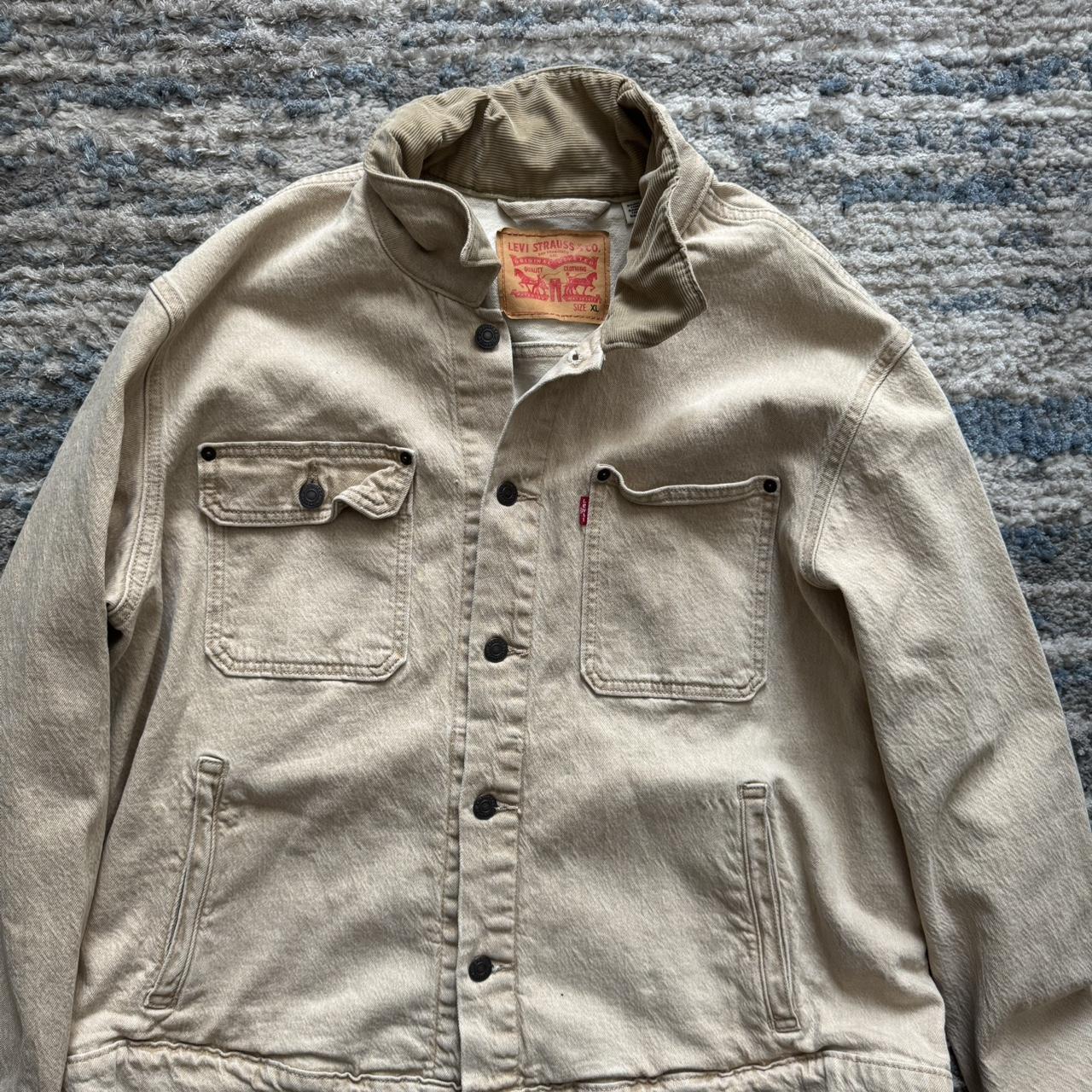 Vintage Tan Levi's jacket with corduroy collar... - Depop