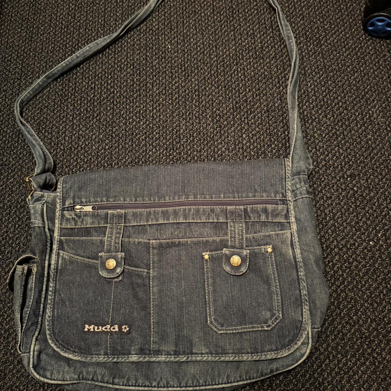 Mudd vintage denim shoulder bag with multiple... - Depop