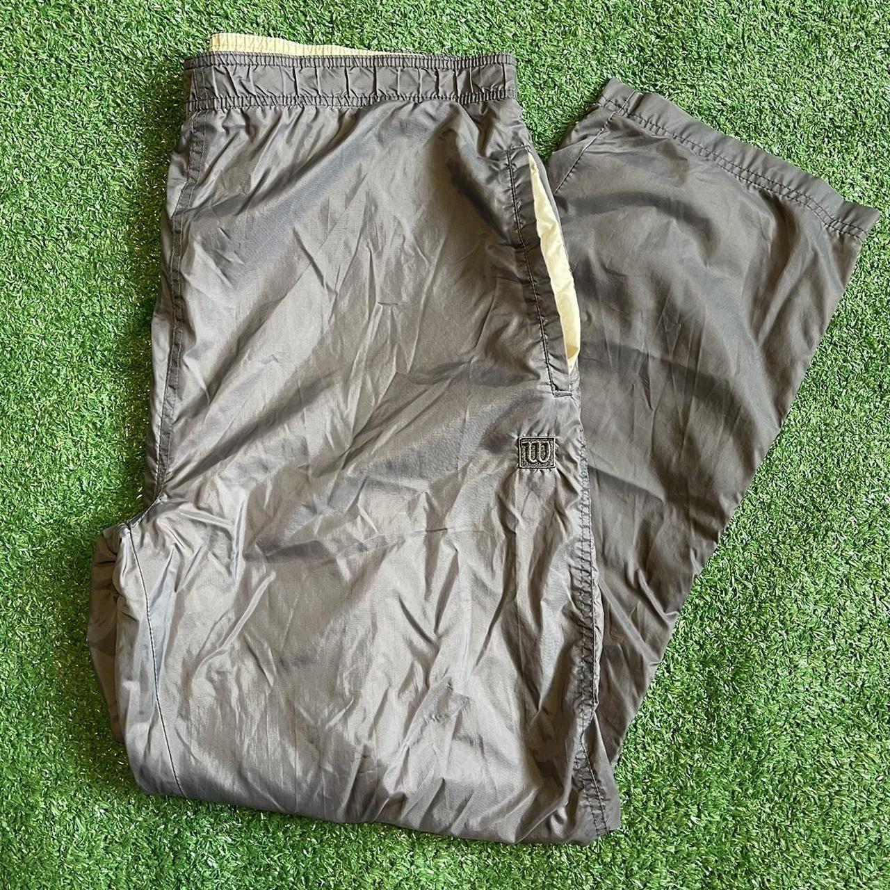 vintage 90s grey wilson track pants sweatpants with... - Depop