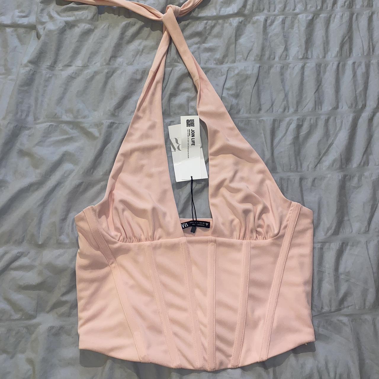 Zara corset top in peach size L New with tags - Depop