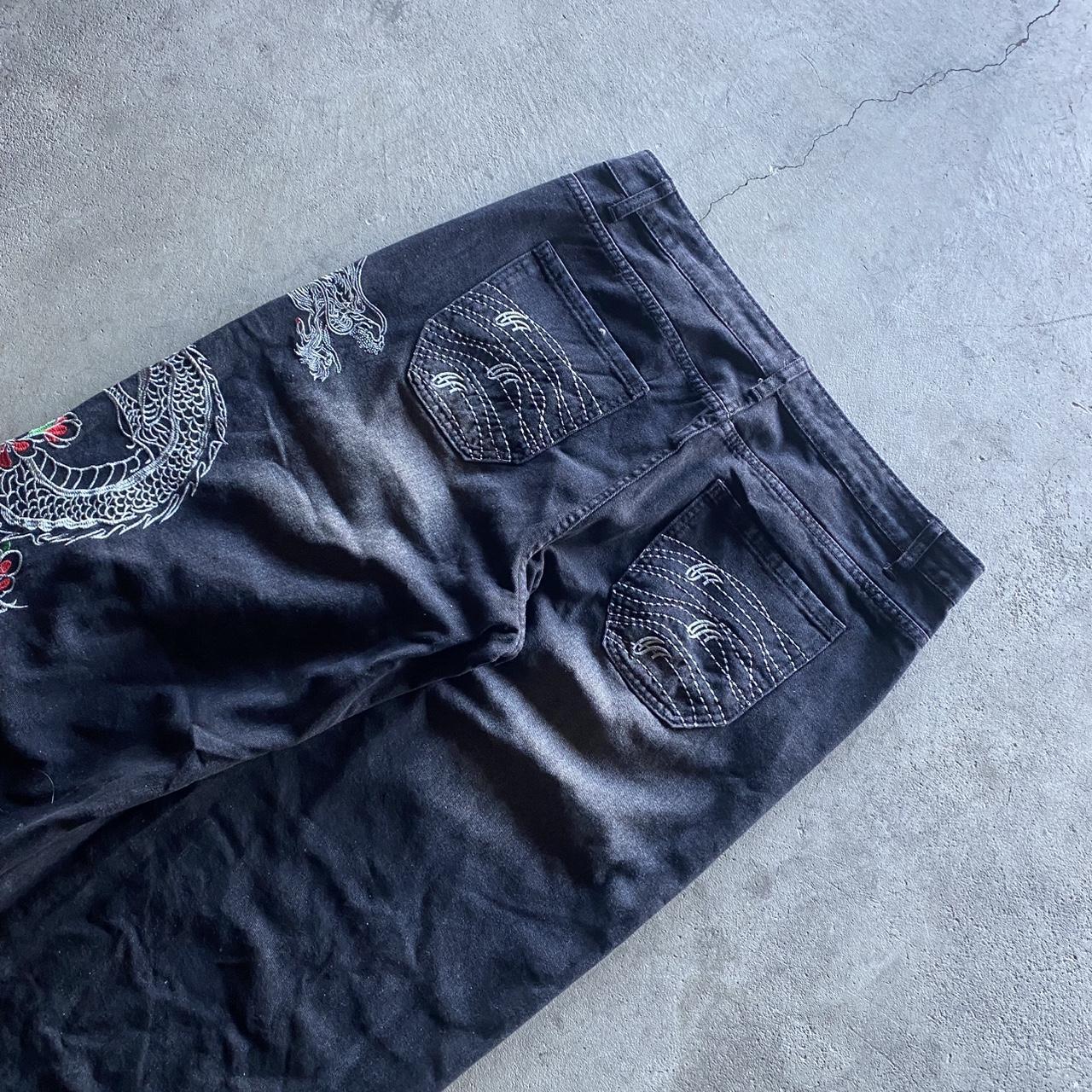 Super nice baggy fit vintage black faded jeans with... | Depop