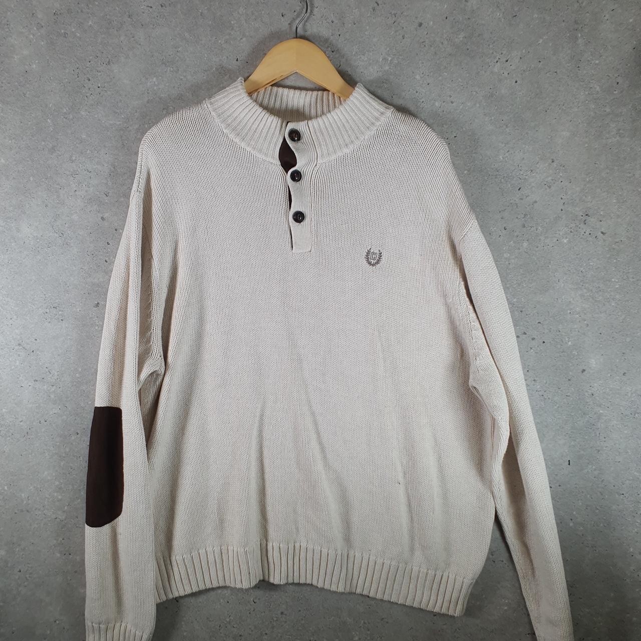 Chaps Ralph Lauren Quarter Button Sweater Beige 2XL... - Depop