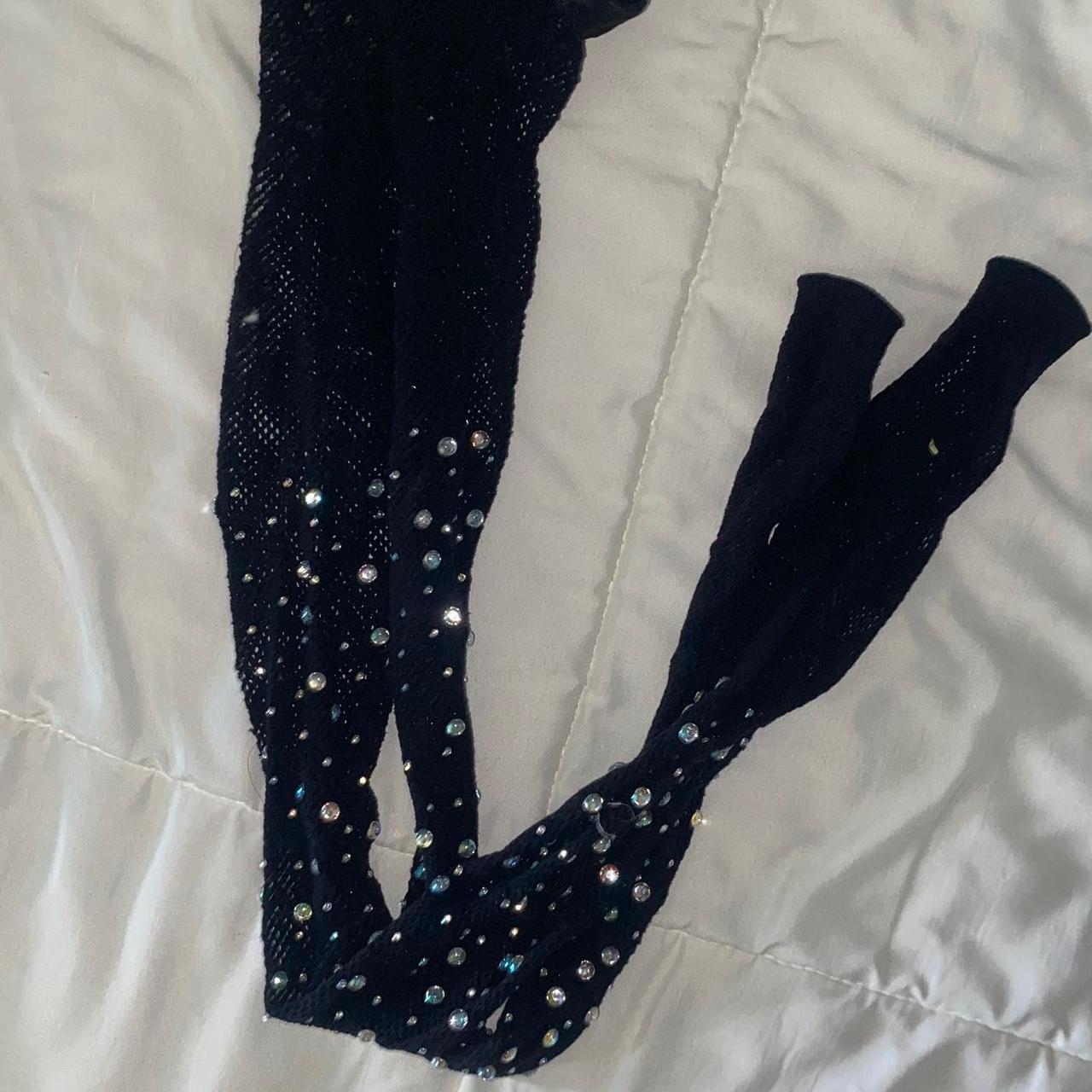 Black rhinestone tights #rave #glam | Depop