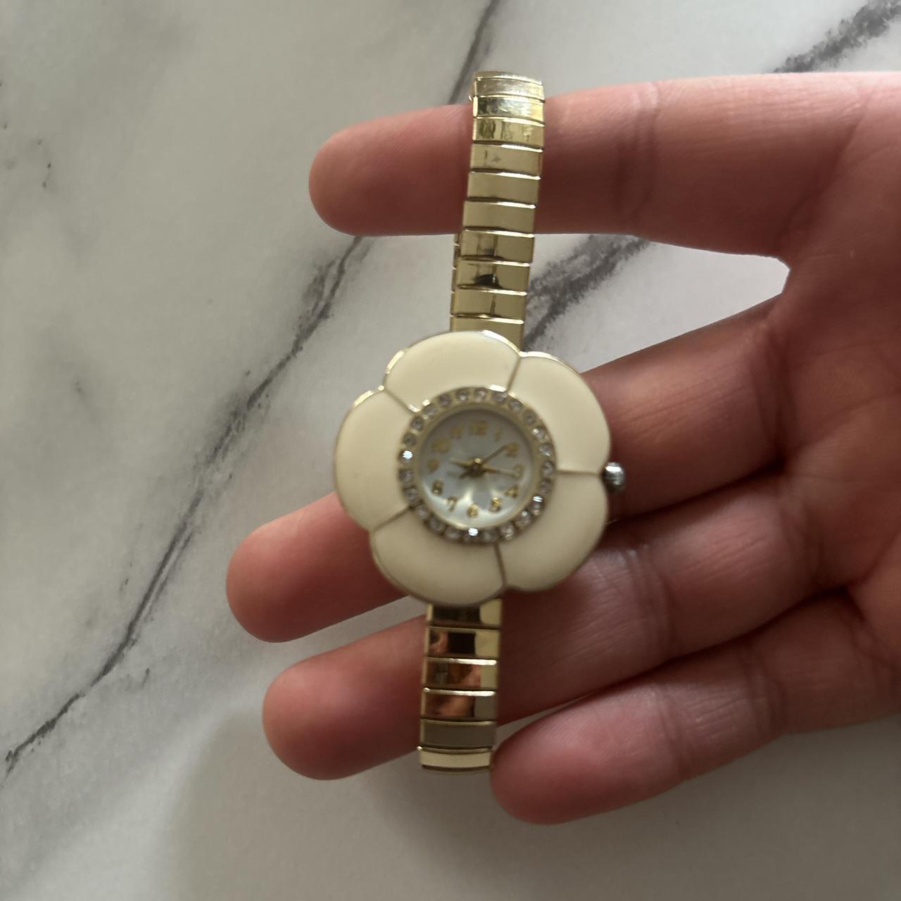 Gold flower watch with rhinestones #glamour | Depop