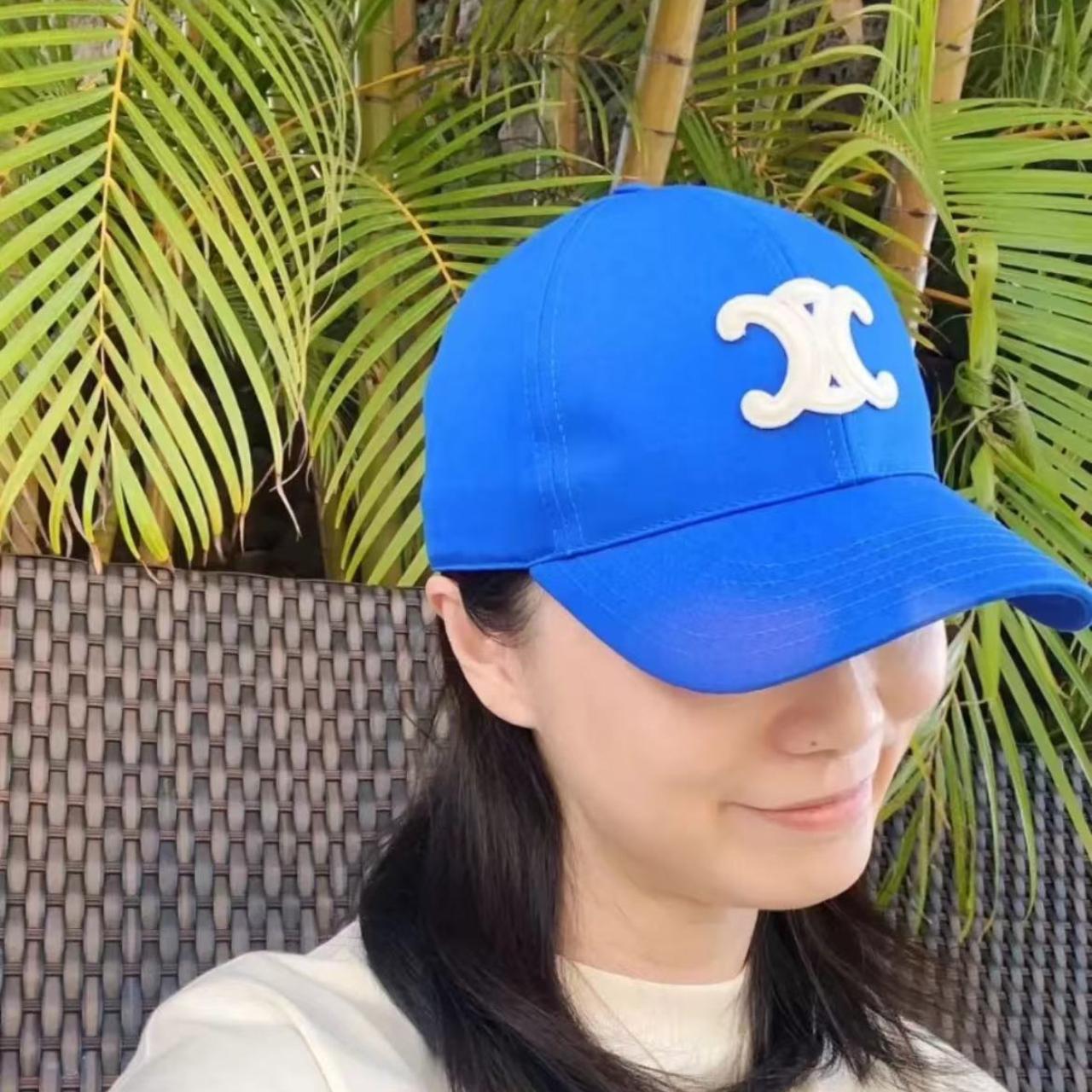 Celine blue baseball cap, fabric texture is very... - Depop