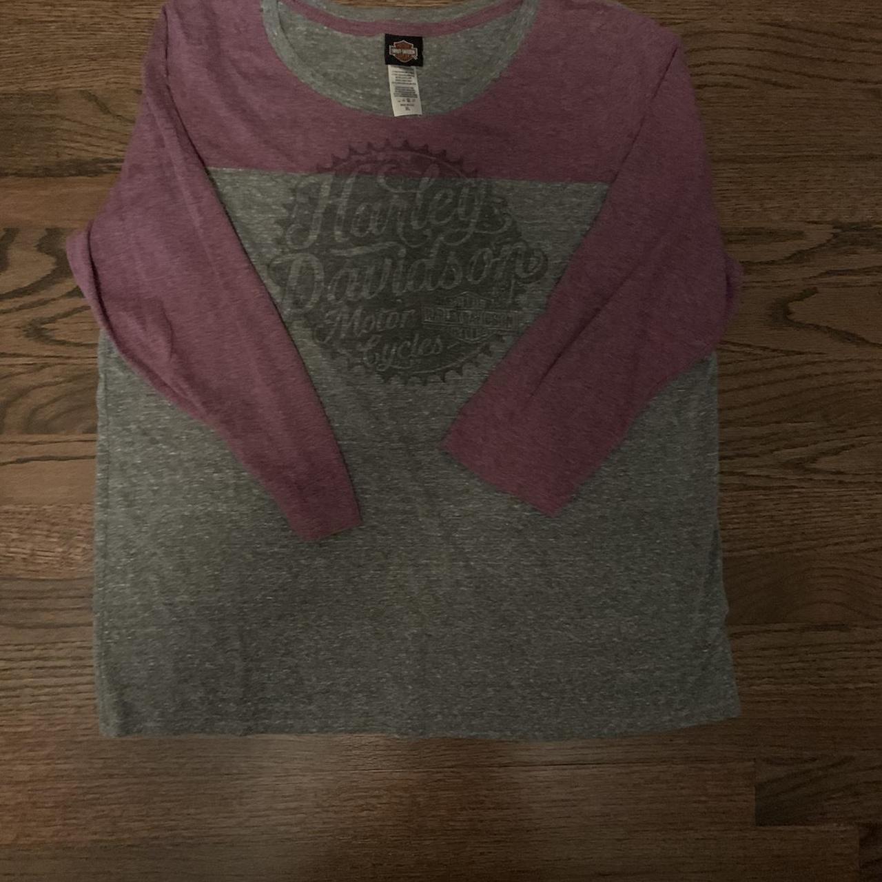 Harley Davidson grey and purple long sleeve top - Depop