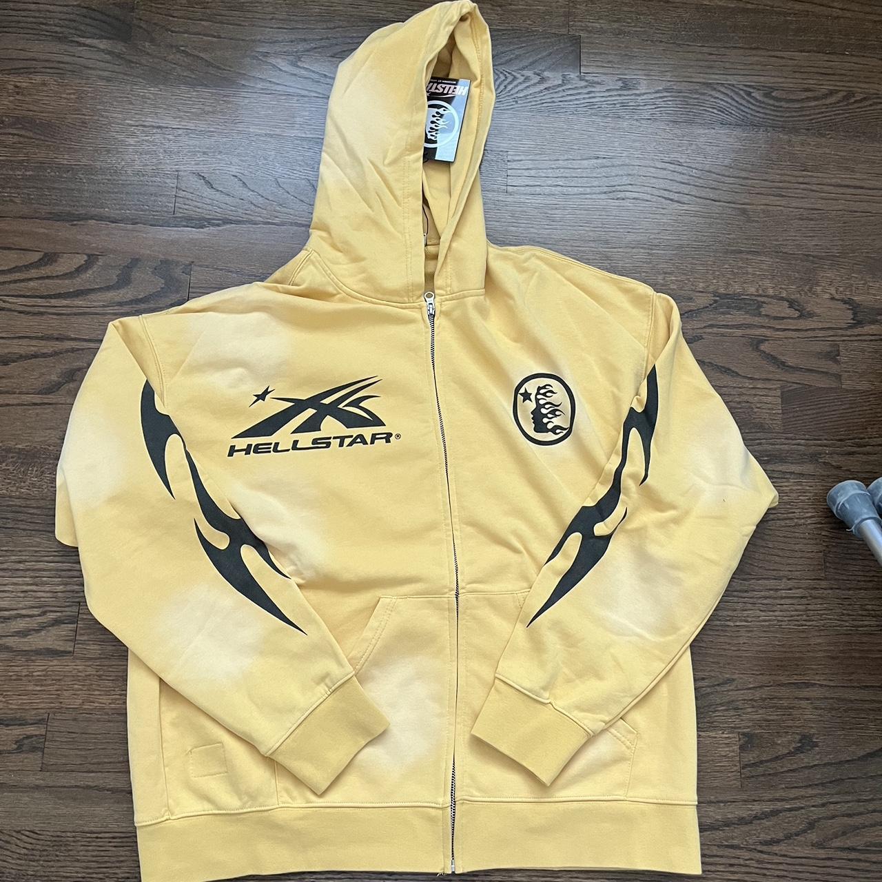 Hellstar yellow zip up hoodie - Depop