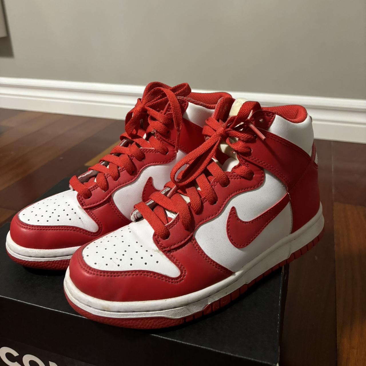 Nike Red Dunks Highs - Depop