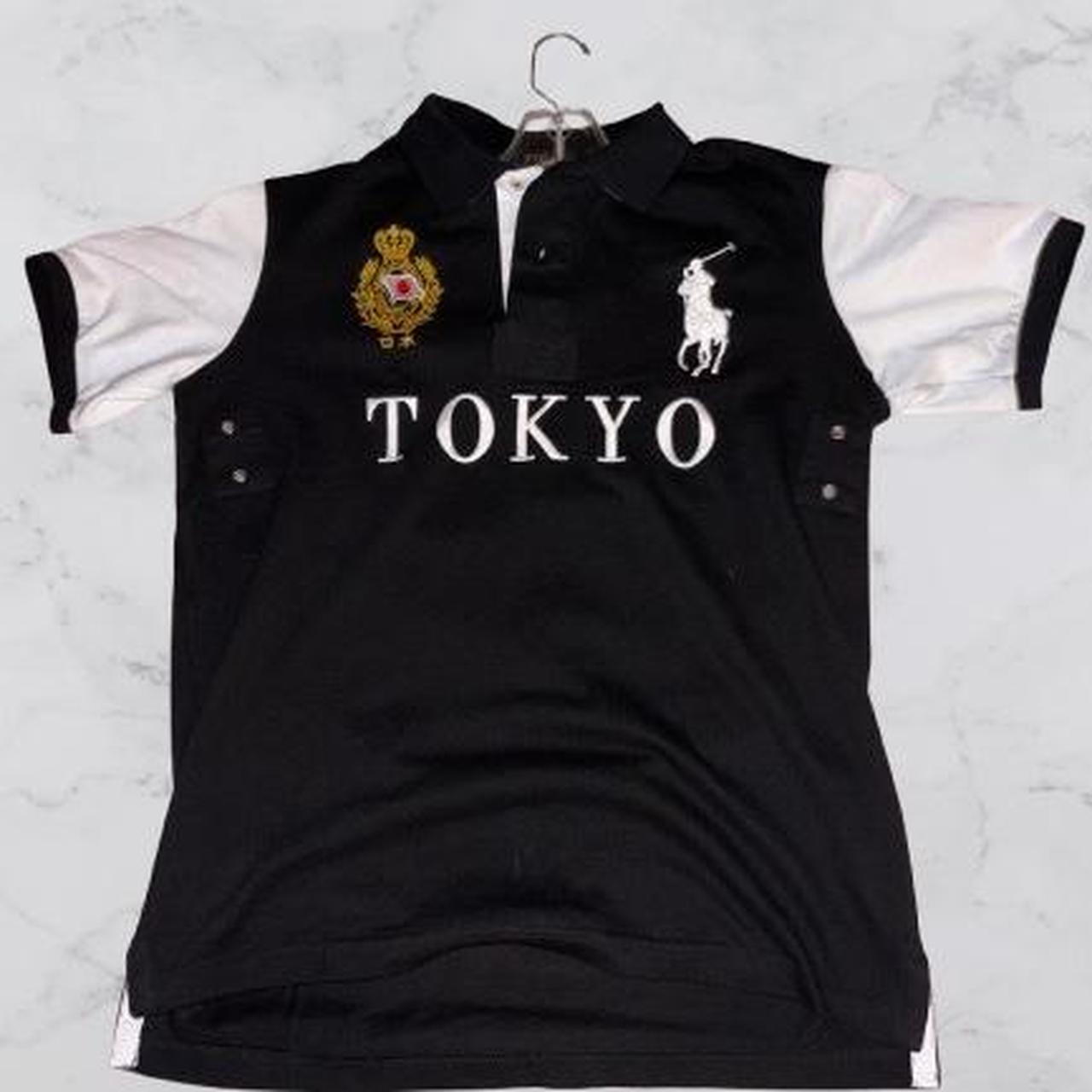 Black and white Polo Ralph Lauren Tokyo polo shirt... - Depop
