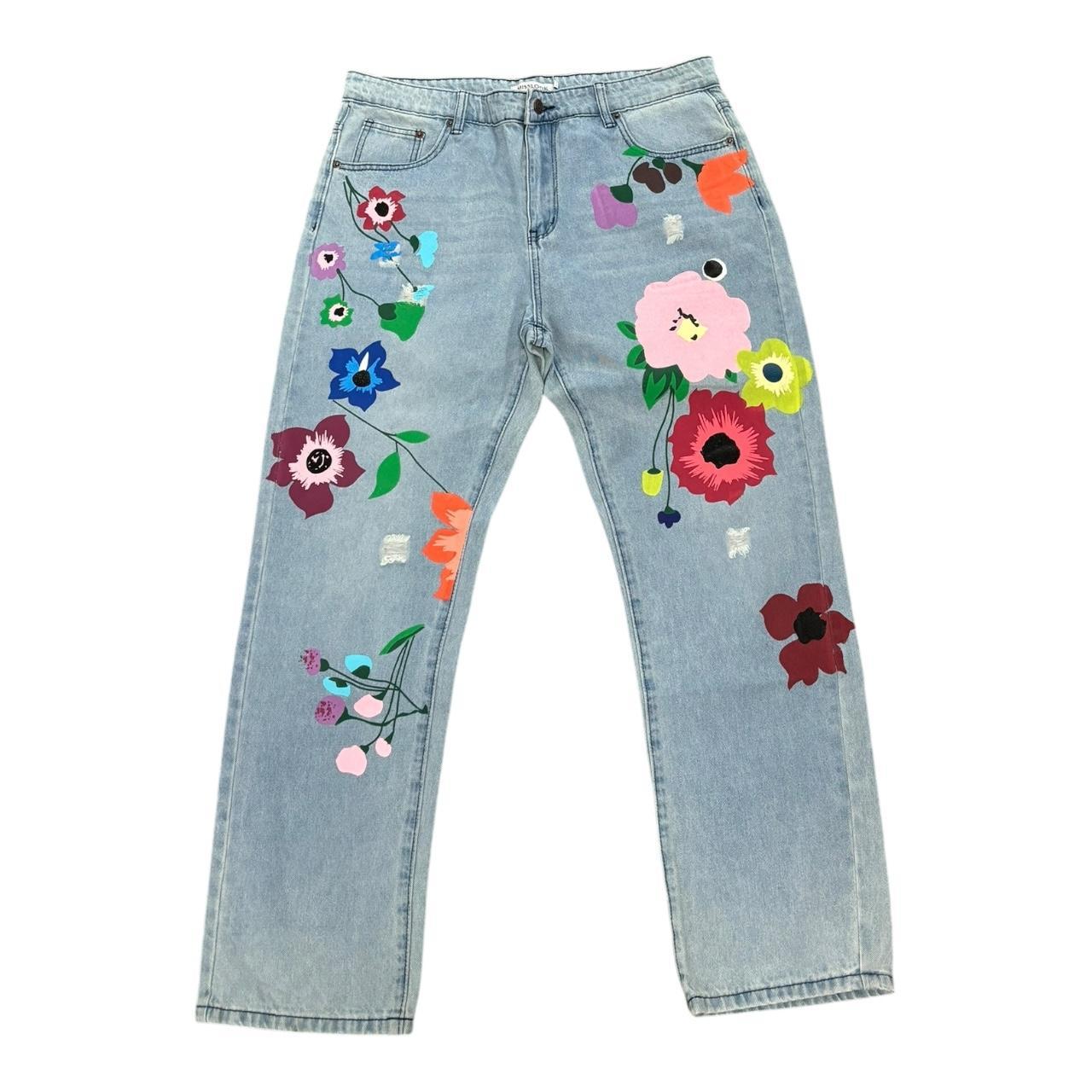 Mislook Flower Jeans - Size 34x30 - Depop