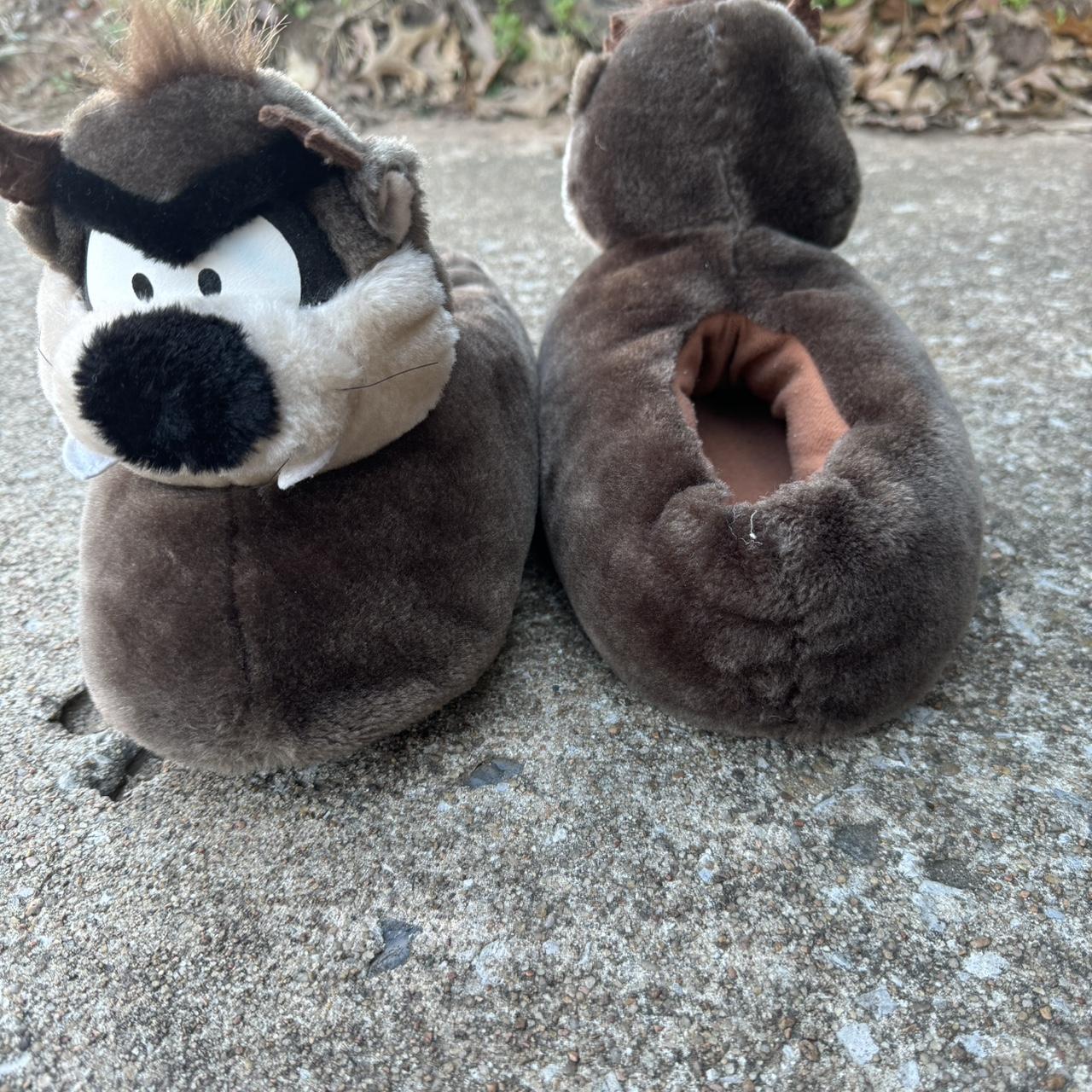Brown and white Looney Tunes devil slippers... | Depop