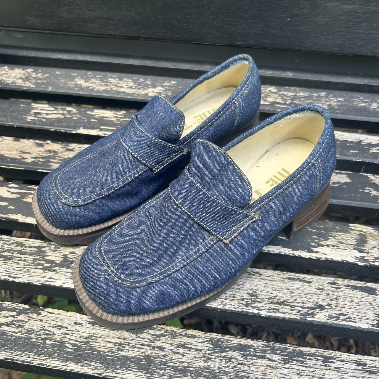 Denim loafers / size 6.5 / Me Too / some black... | Depop