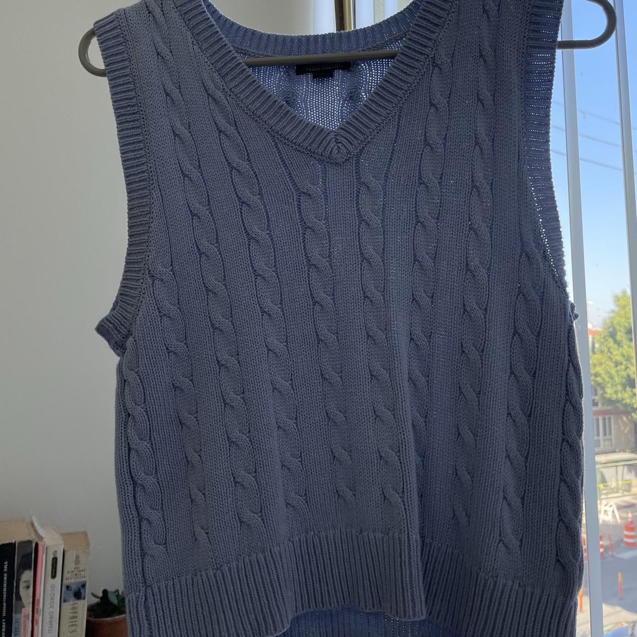 Cute blue sweater vest great for layering. Best fits... - Depop