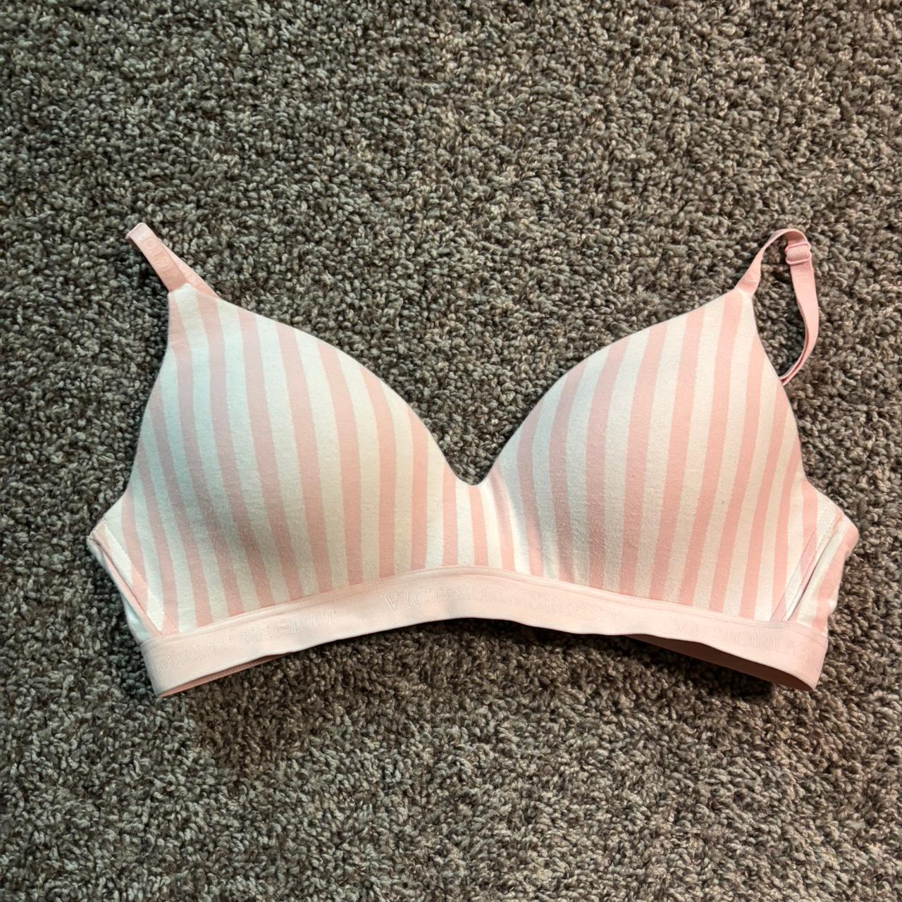 Pink and white striped Victorias secret lightly... | Depop
