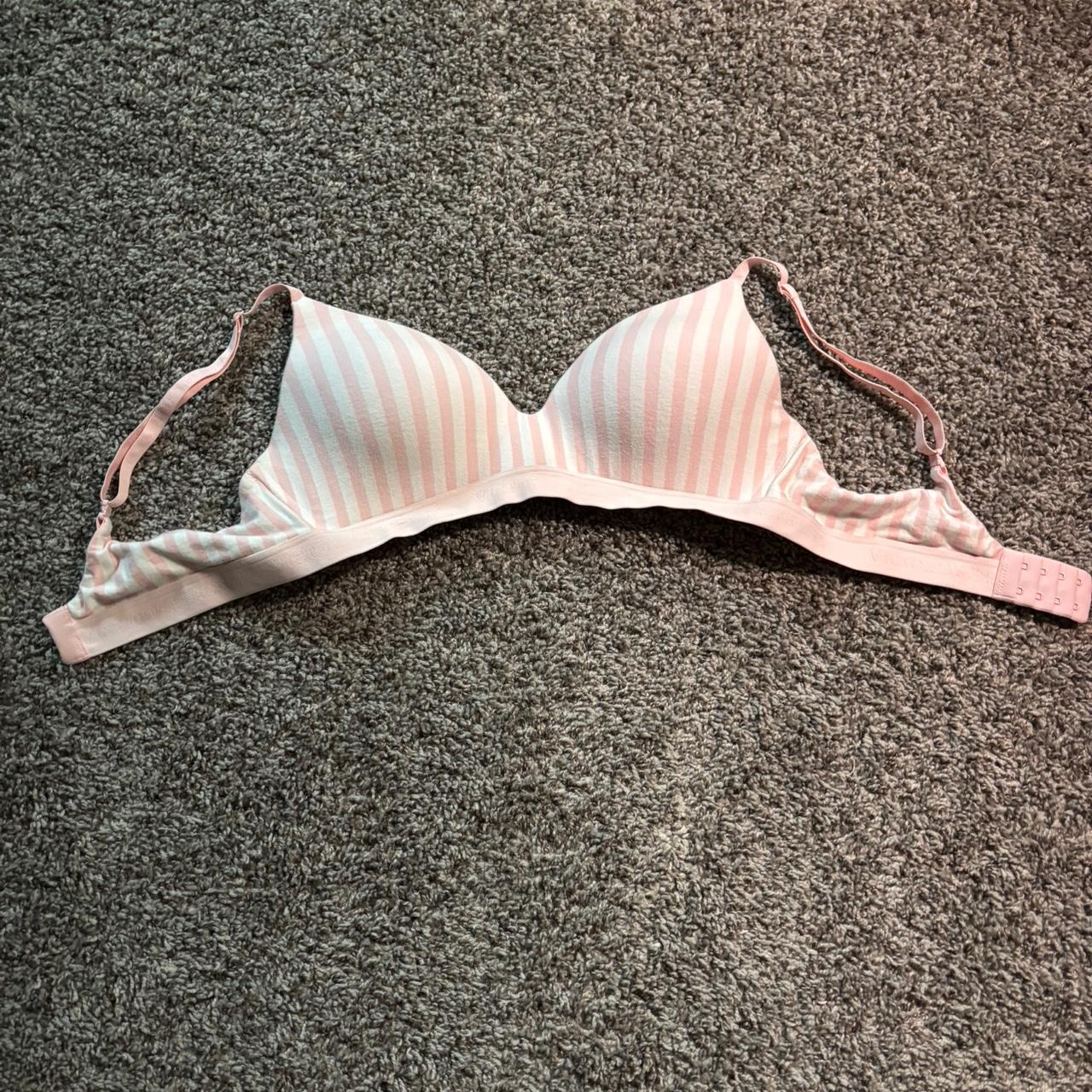 Pink and white striped Victorias secret lightly... | Depop