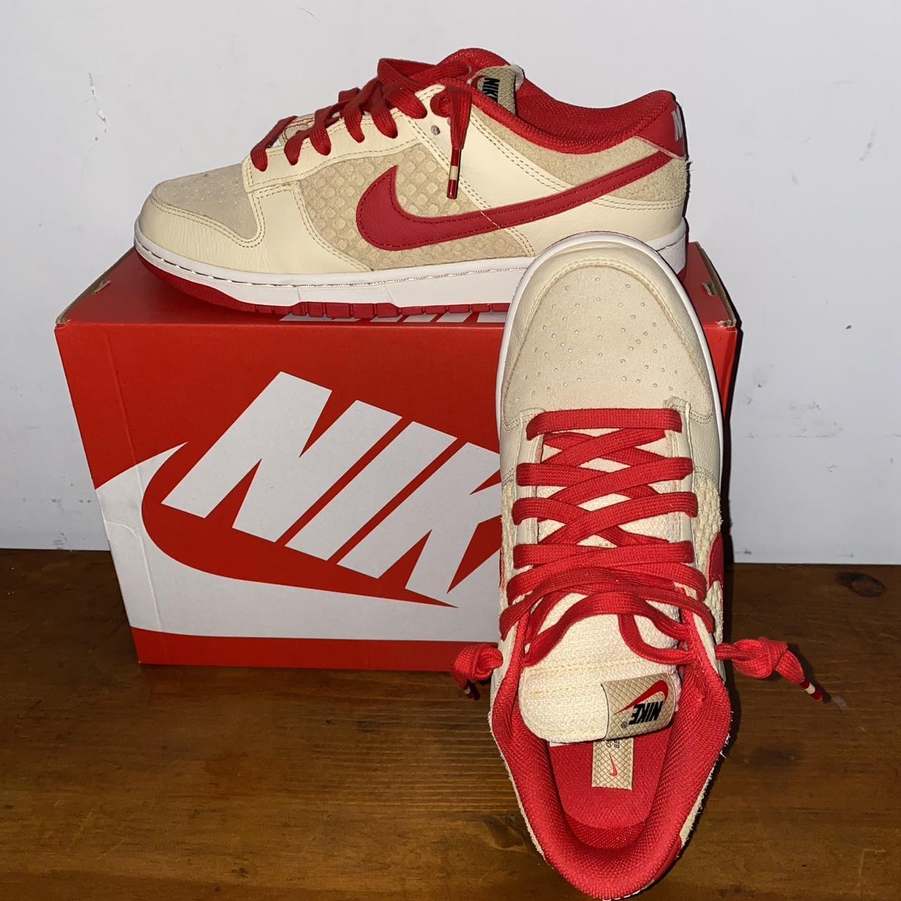 Nike Dunk Low SE "Cream and red" trainers never worn... - Depop