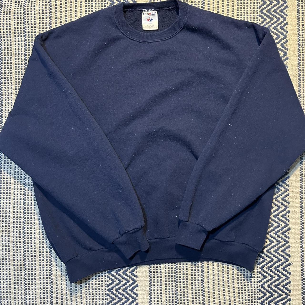 90s Jerzees Blank Navy Crewneck Sweater This... - Depop