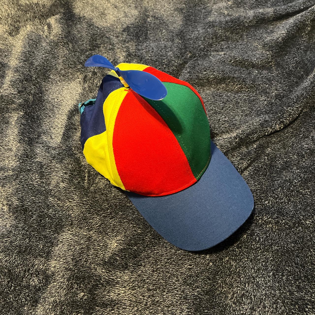 Rainbow striped baseball cap with propeller detail | Depop