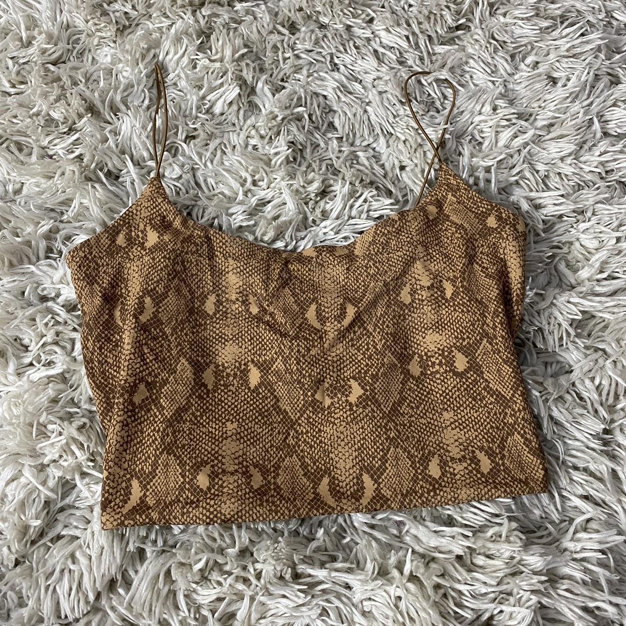 supre snake print crop top i’ve worn this twice it’s... - Depop