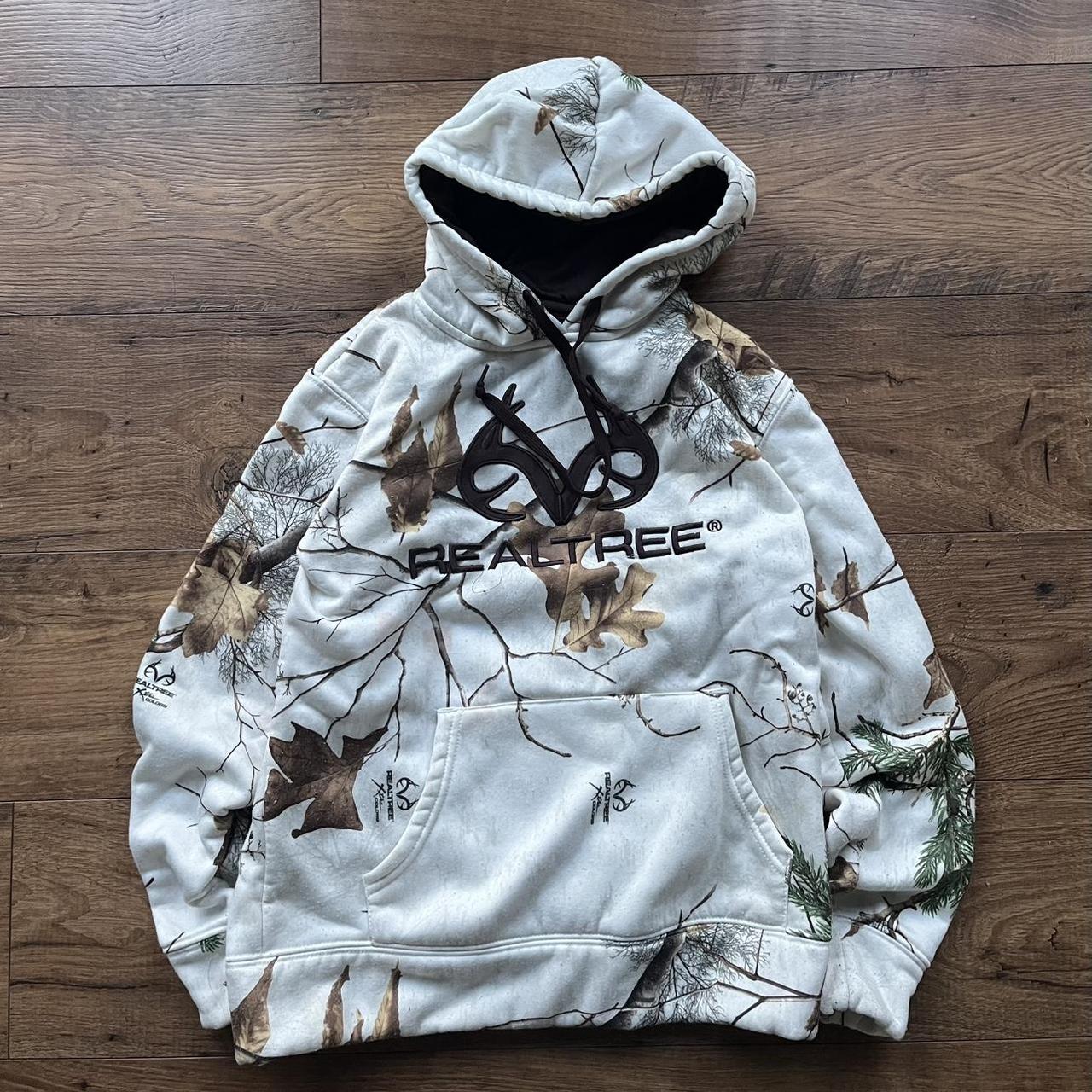 white camo realtree hoodie cool white camouflage... | Depop