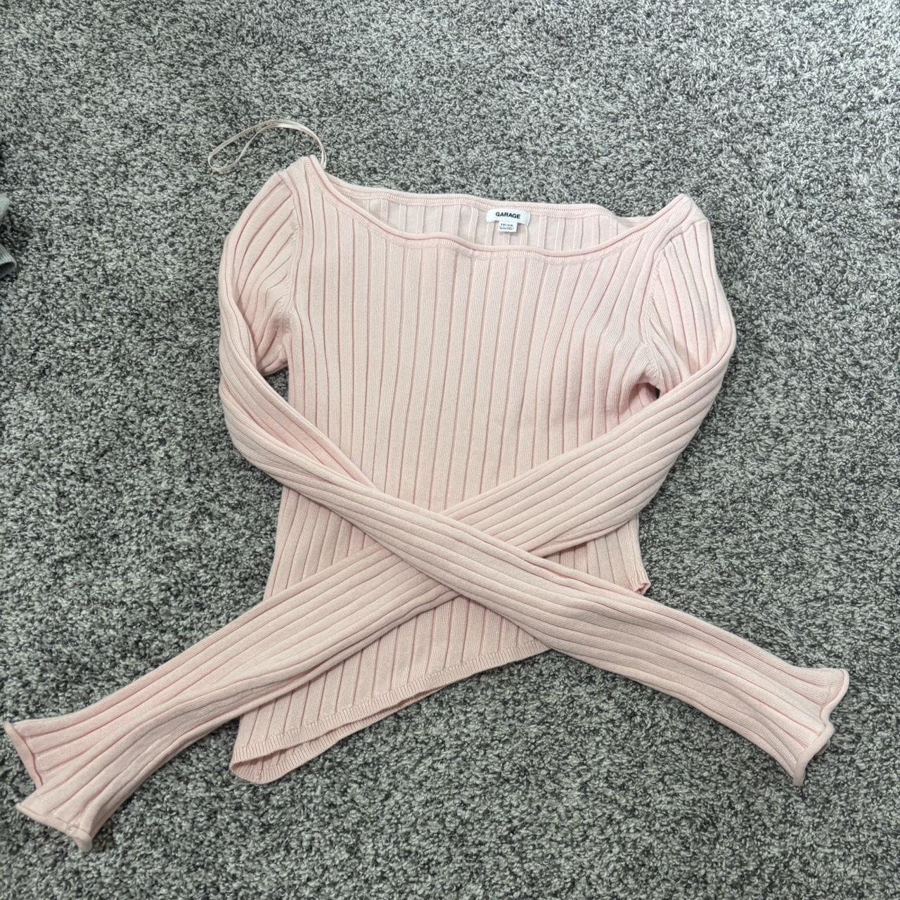light pink asymmetrical garage top long sleeve size... | Depop