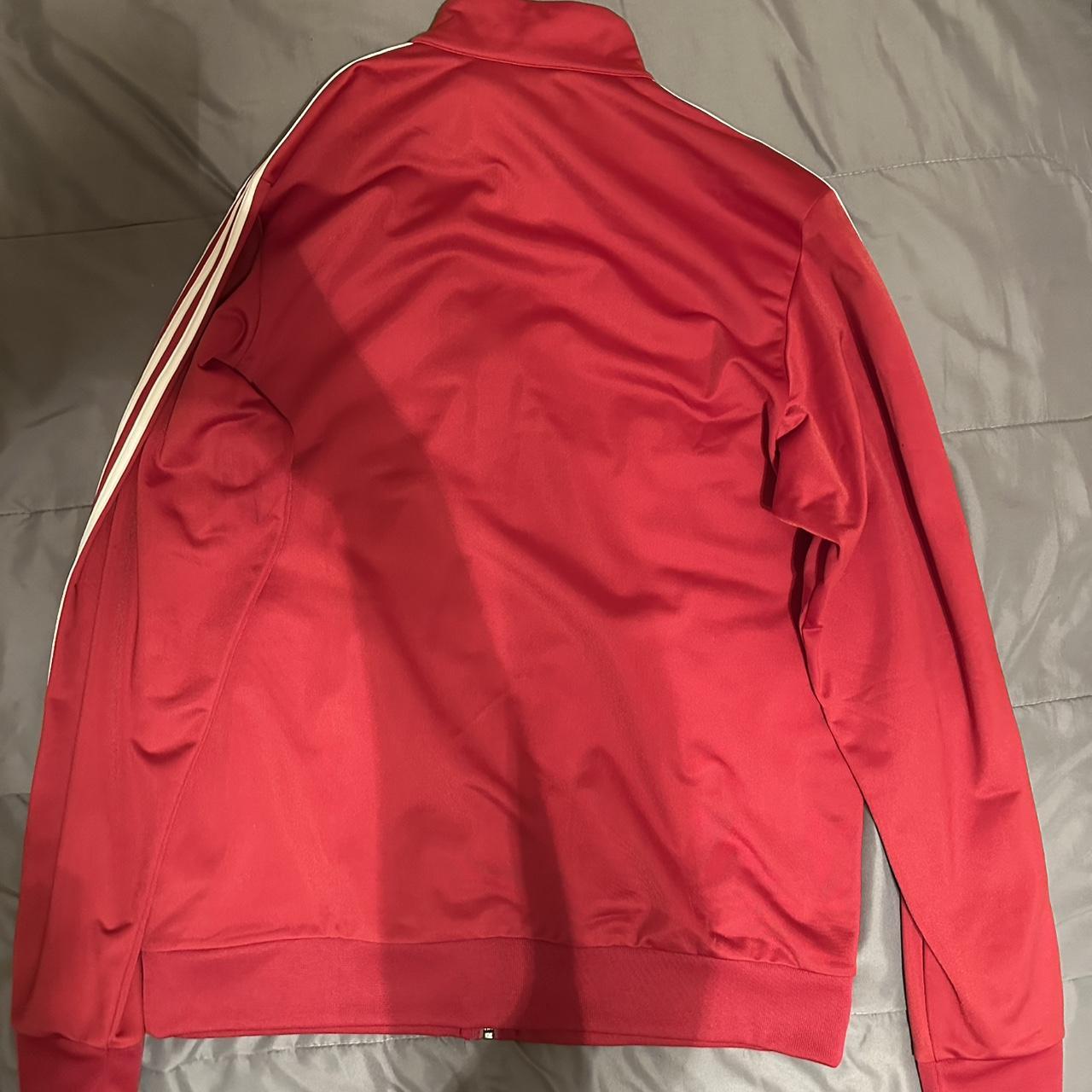 red adidas tracksuit zipup - Depop