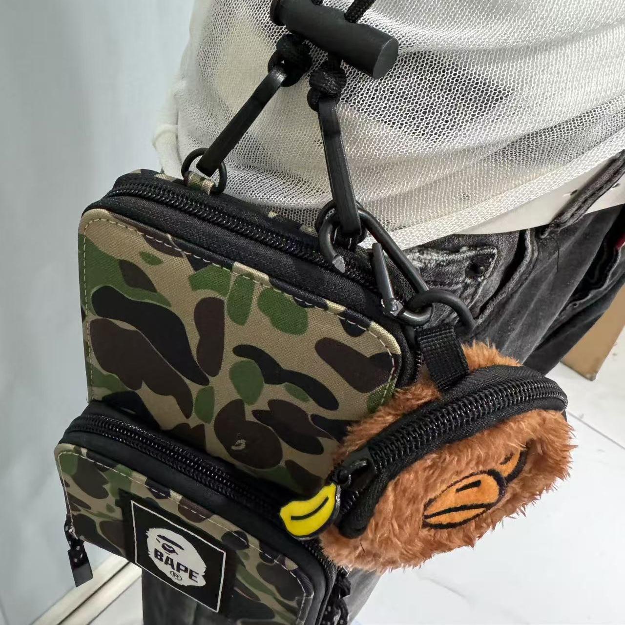 BAPE green and brown camo crossbody bag - Depop