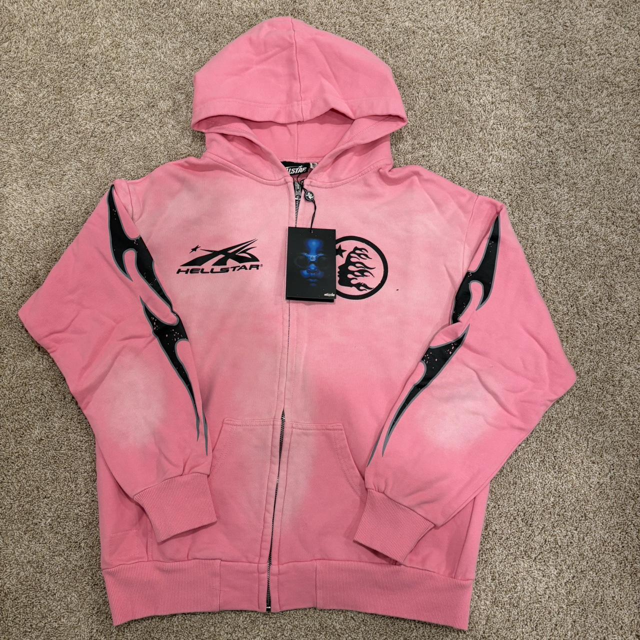 Pink Hellstar Hoodie Zip-Up Size Small NFC tag... | Depop