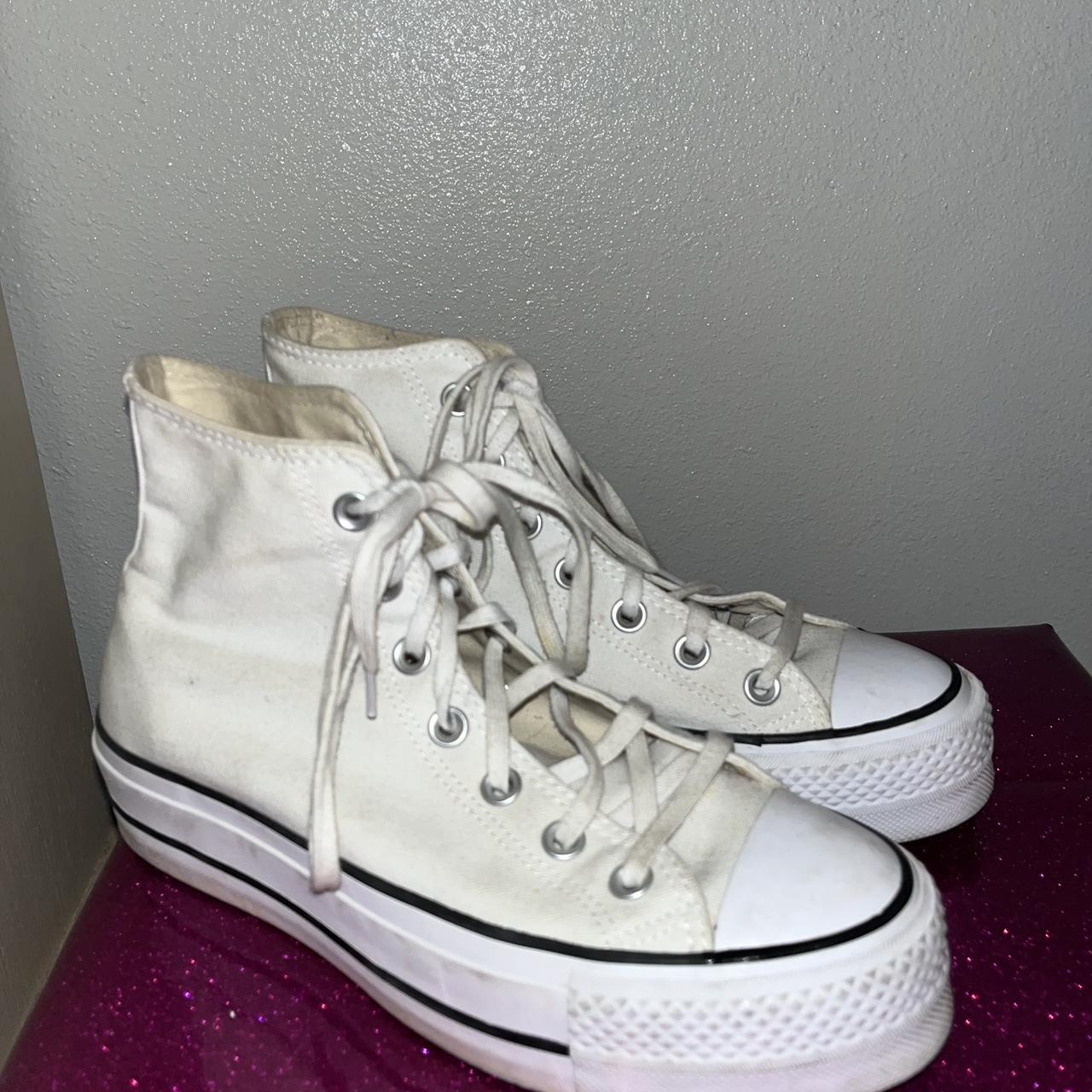White high top Converse platforms - Depop