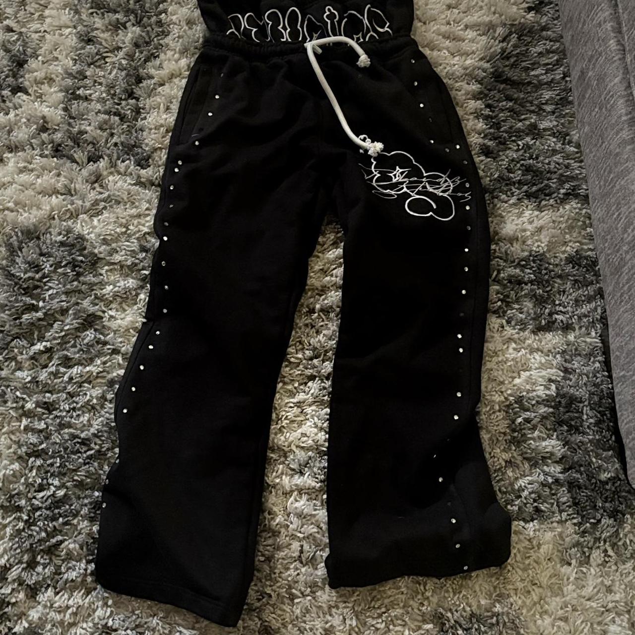 DBandz Studios Double Waisted Rhinestone... | Depop