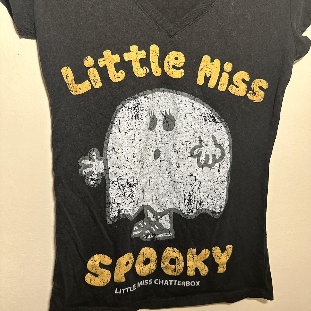 cute y2k little miss spooky v neck tight t shirt - Depop