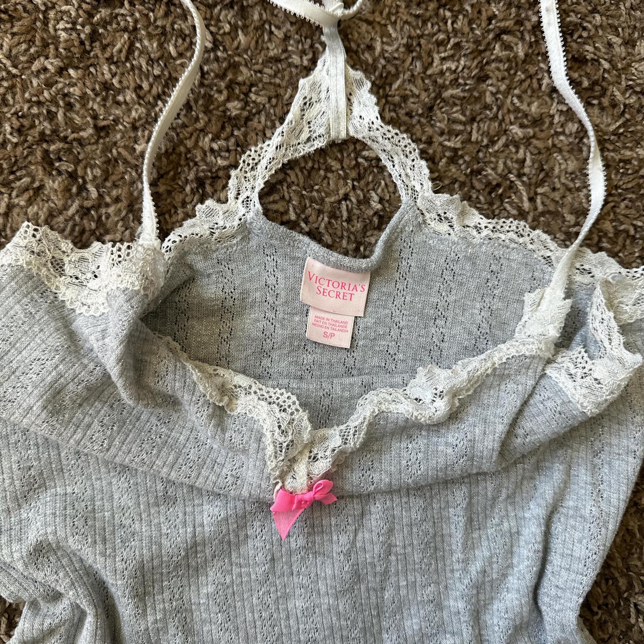 sparkly silver victorias secret tank top with cute... - Depop