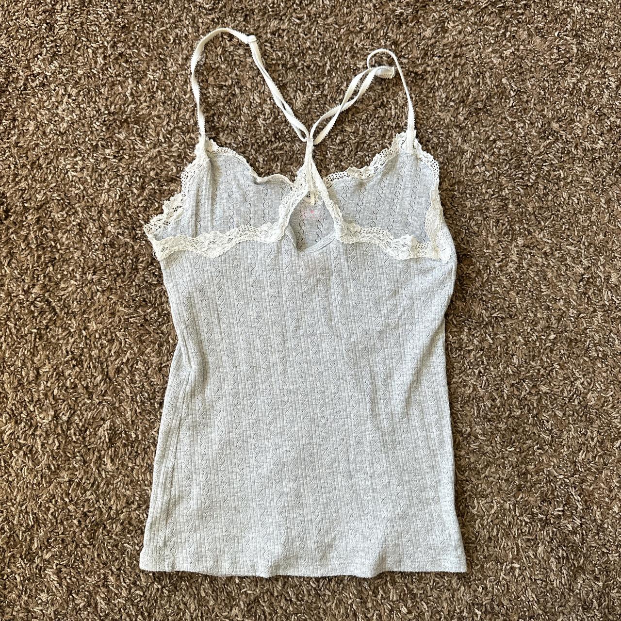 sparkly silver victorias secret tank top with cute... - Depop