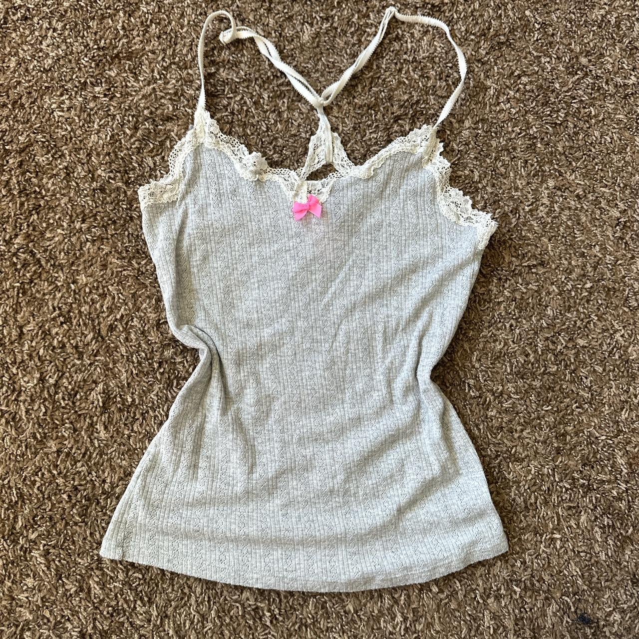 sparkly silver victorias secret tank top with cute... - Depop
