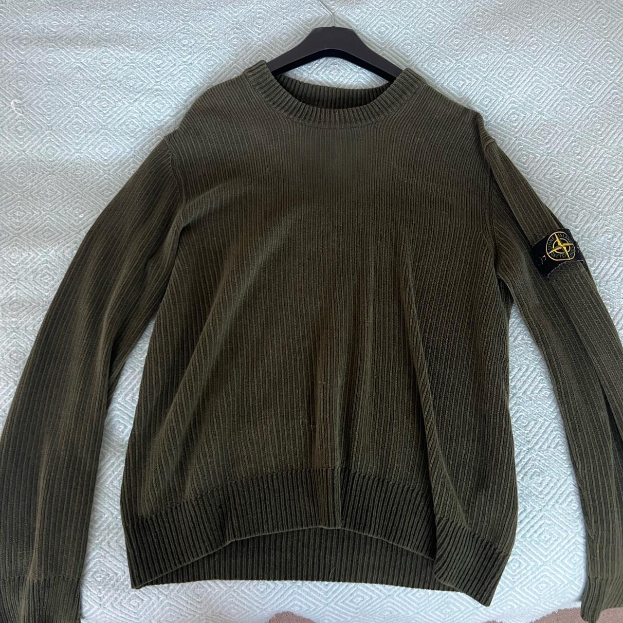Khaki stone island jumper, size S fits sizes 8-12,... - Depop