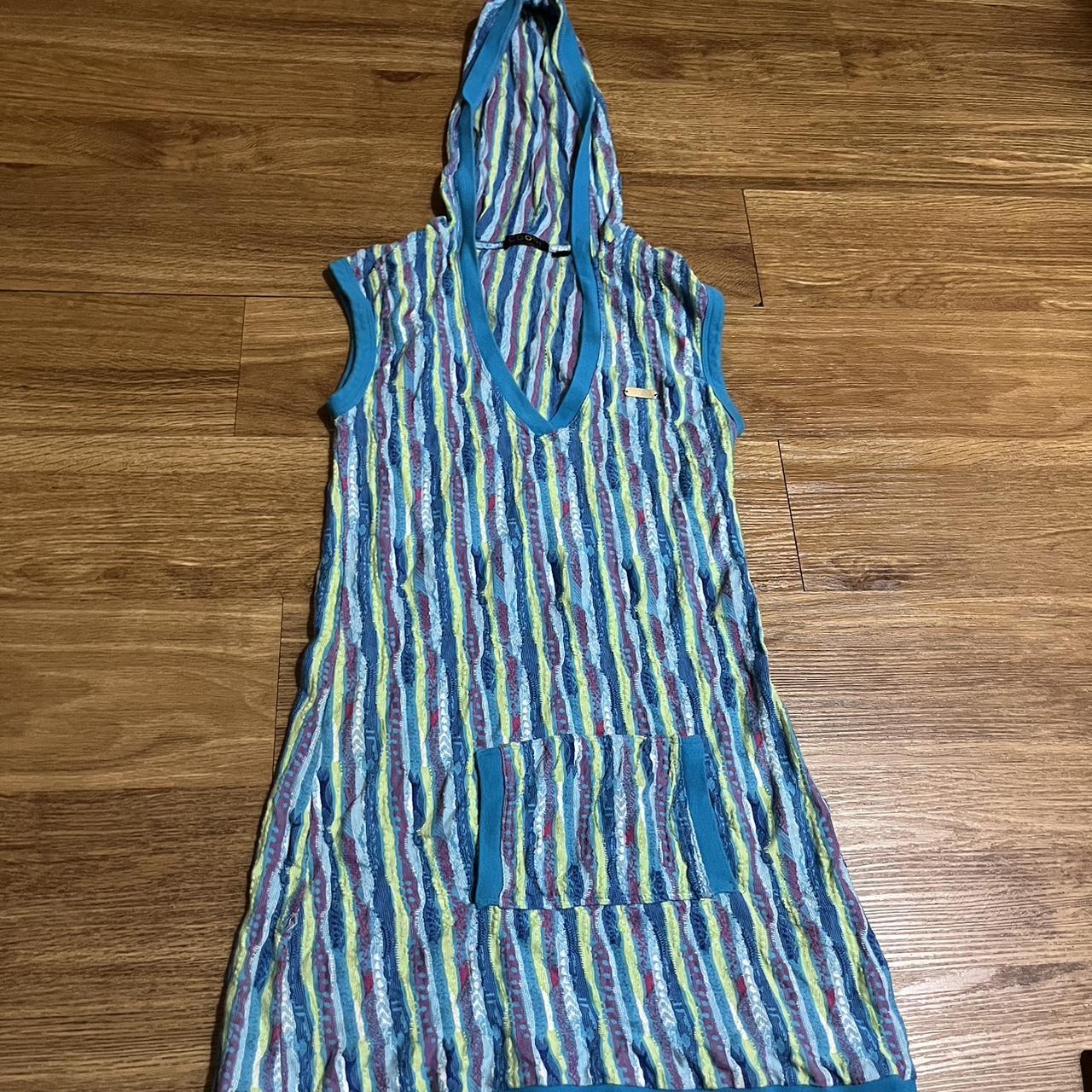 Coogi Blue and yellow hooded dress - Depop