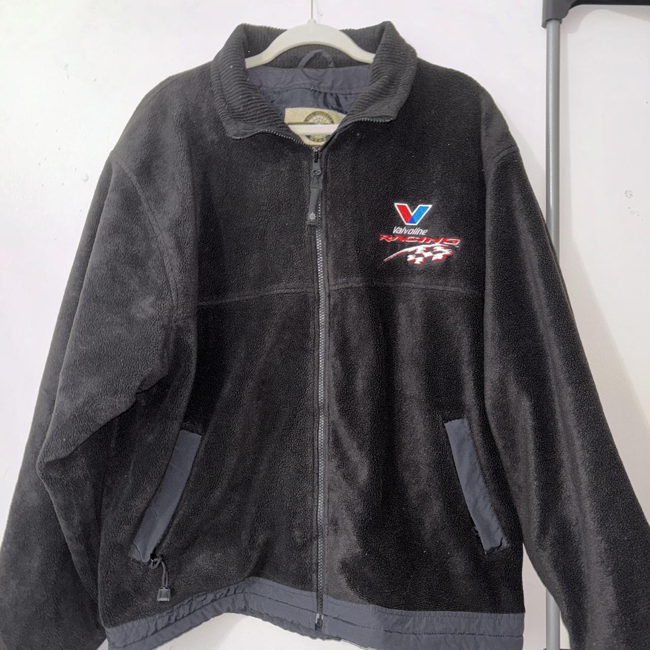 Black vintage fleece valvoline racing jacket fleece | Depop