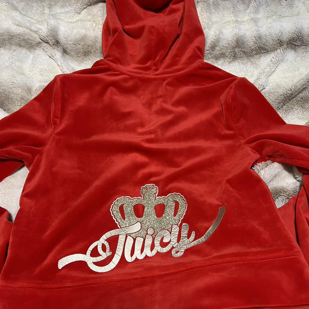 Red Juicy Couture tracksuit with gold accents-... - Depop