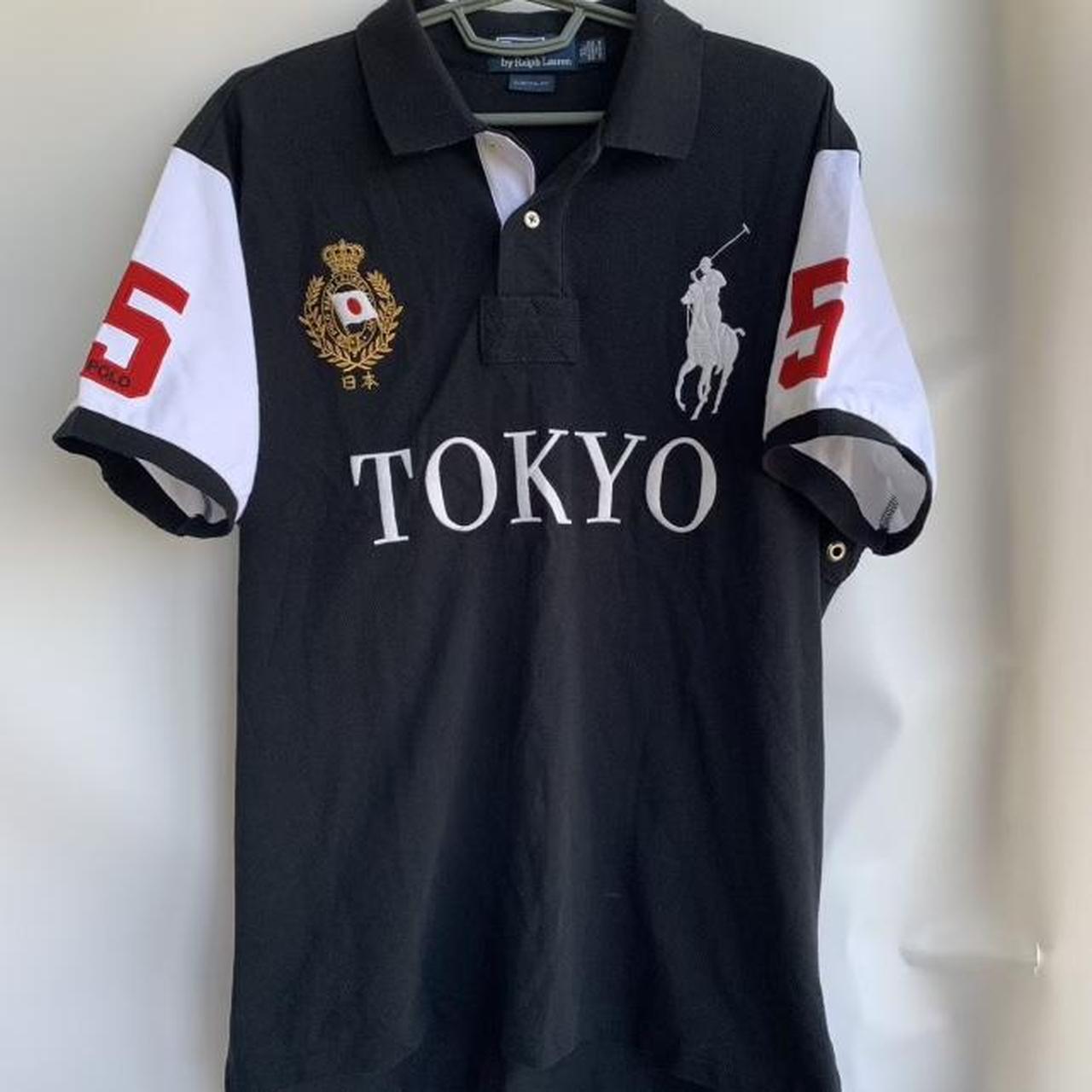 Polo Ralph Lauren Tokyo polo shirt in navy and black... - Depop