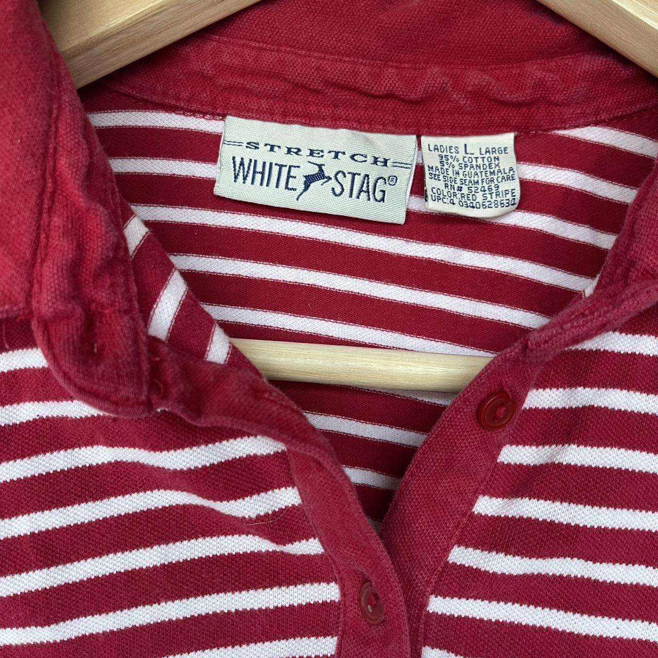 white stag stretch long sleeve striped quarter... - Depop