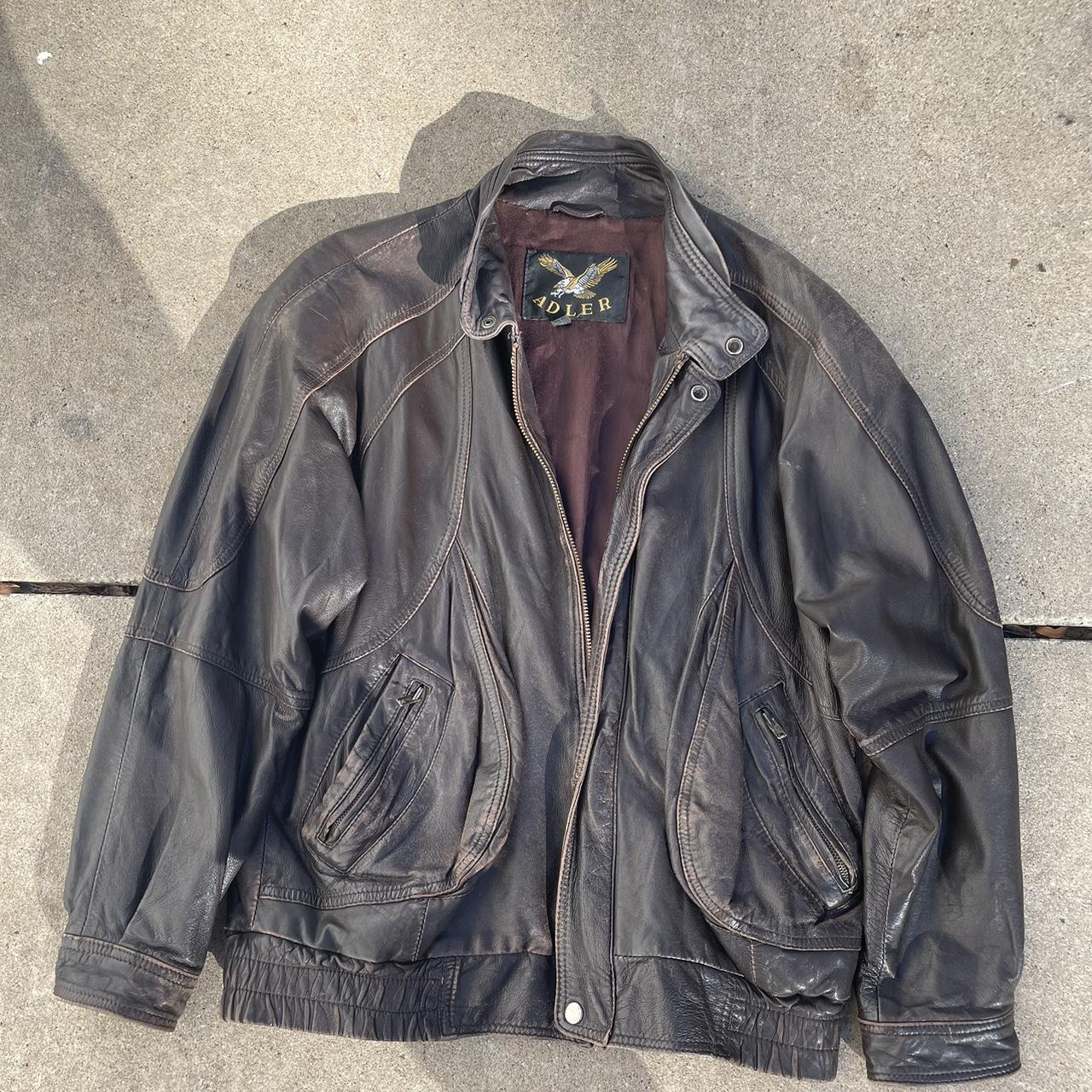 Vintage Adler leather jacket Zipper pockets viscose... - Depop