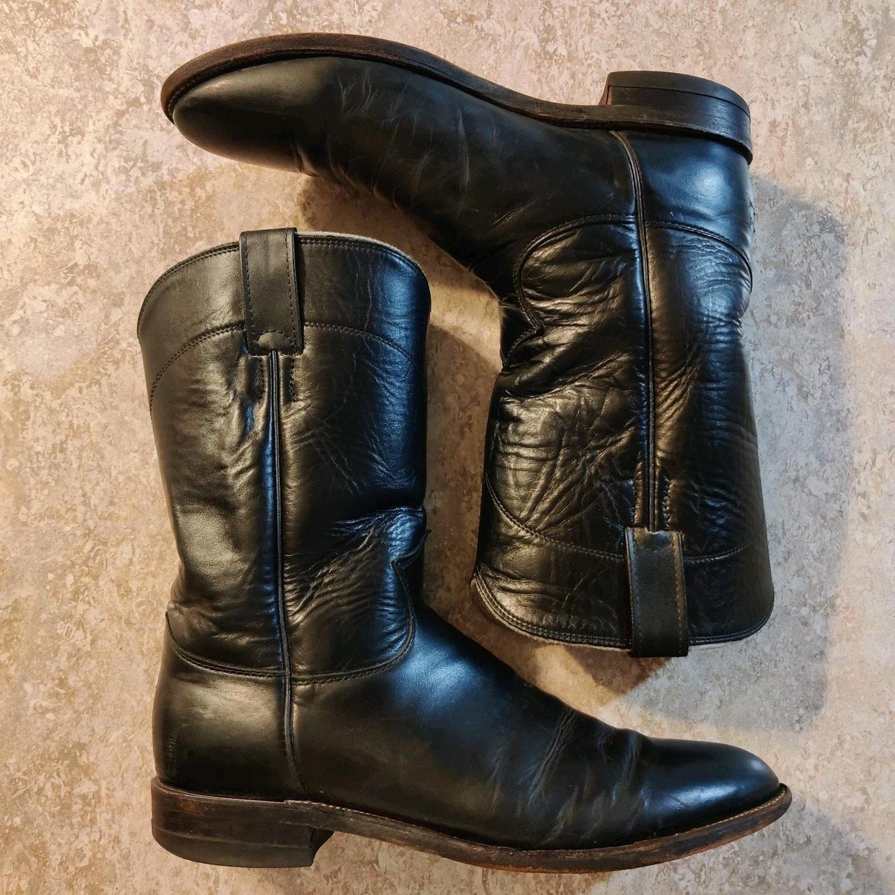 Justin Vintage Classic Black Roper Style 3133 Cowboy... | Depop
