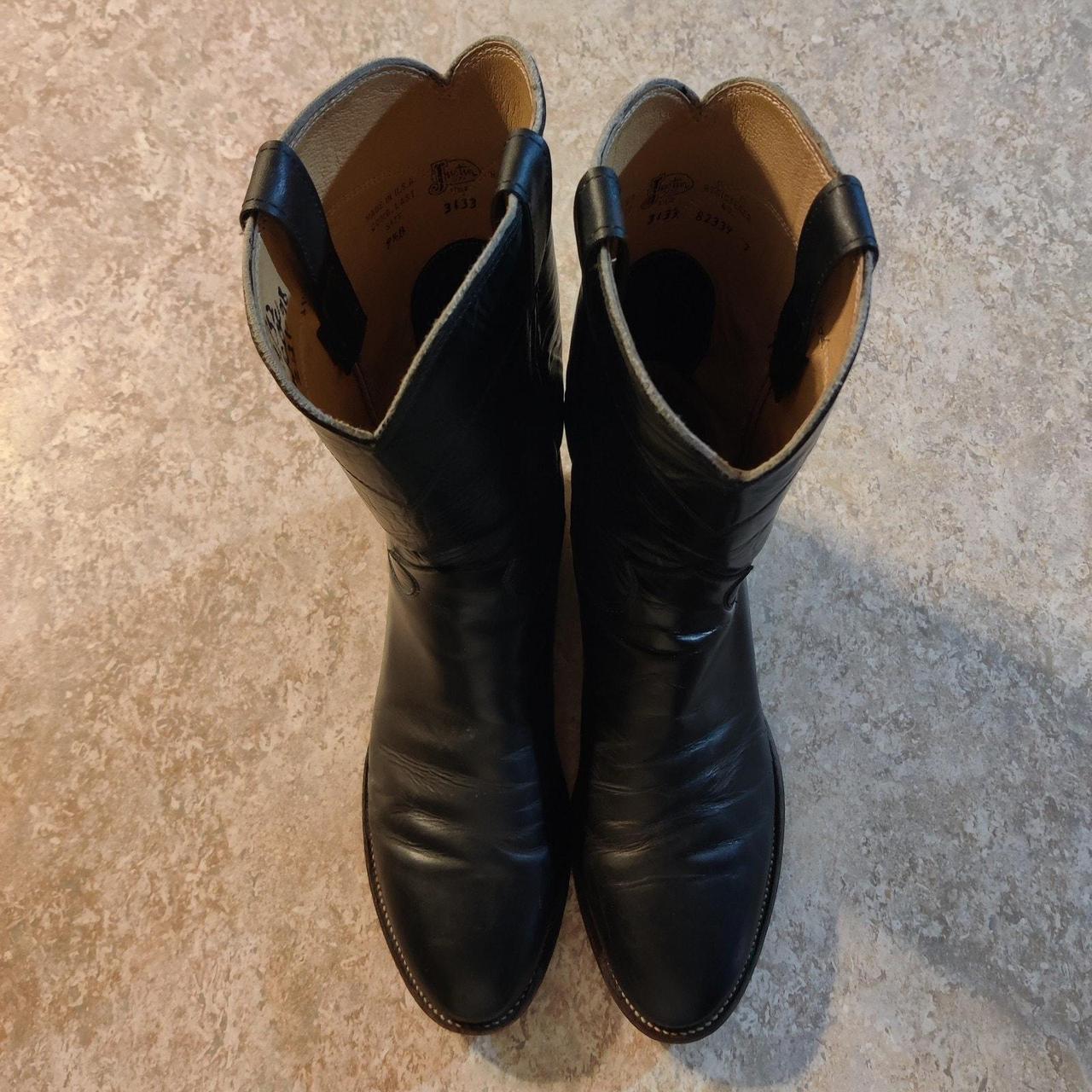 Justin Vintage Classic Black Roper Style 3133 Cowboy... | Depop