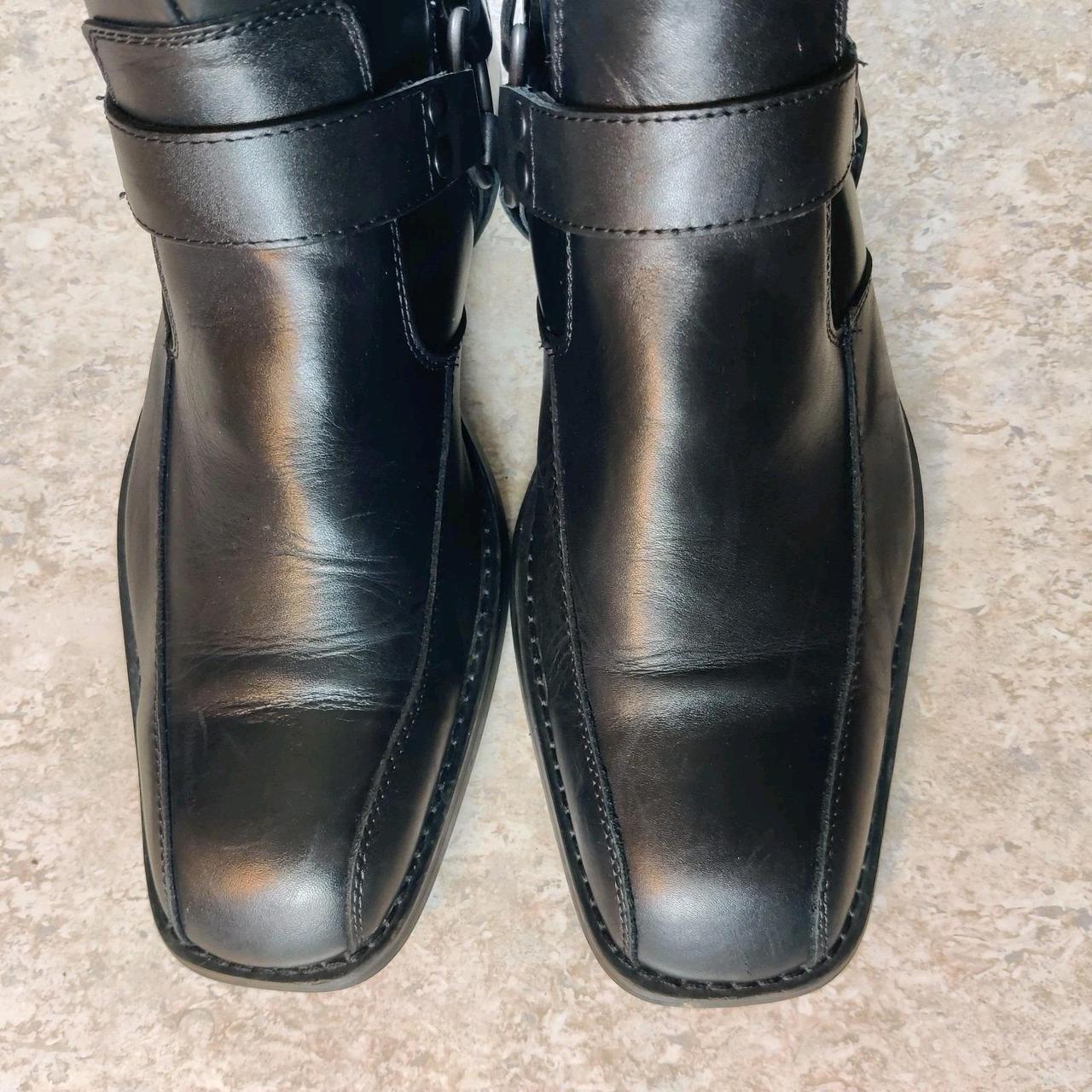 Kenneth Cole Black Leather Side Zip Western Harness... | Depop