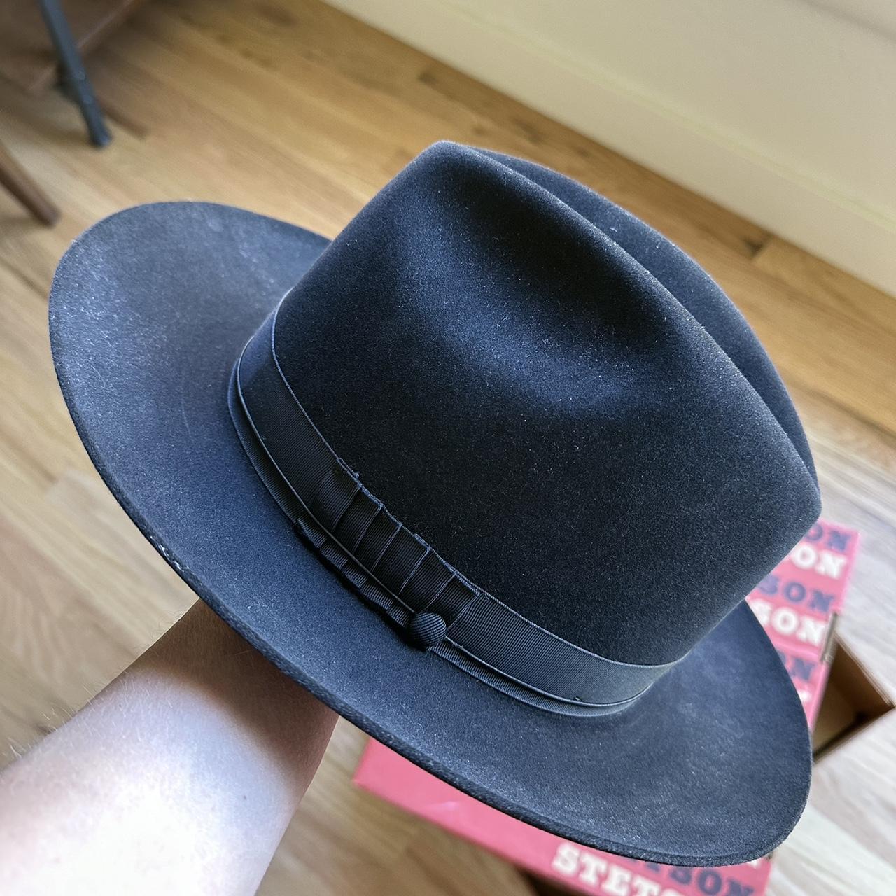 Vintage Stetson Dexter fur felt hat (fedora) black.... - Depop