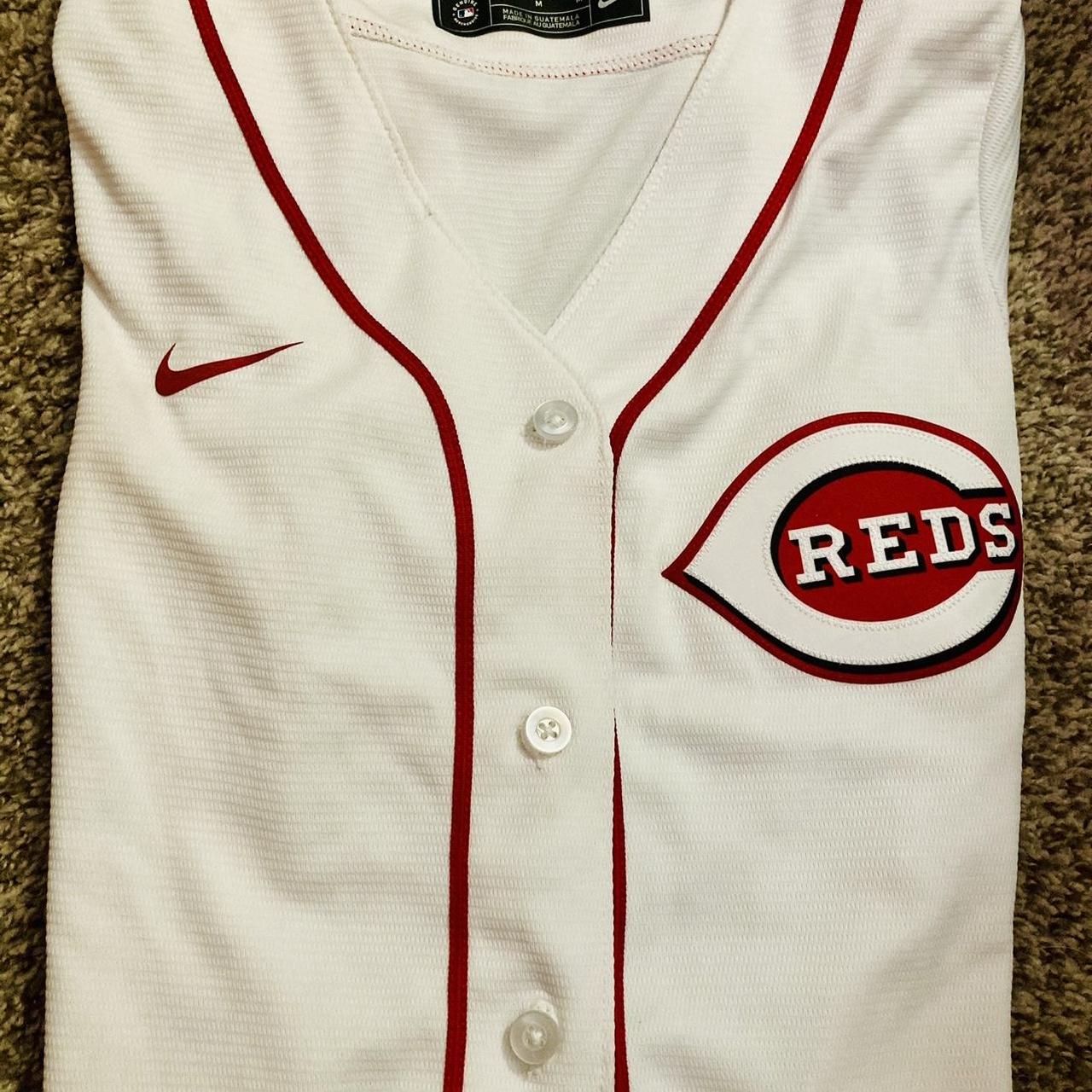 Medium White/Red Official Cincinnati Reds Home Team... - Depop